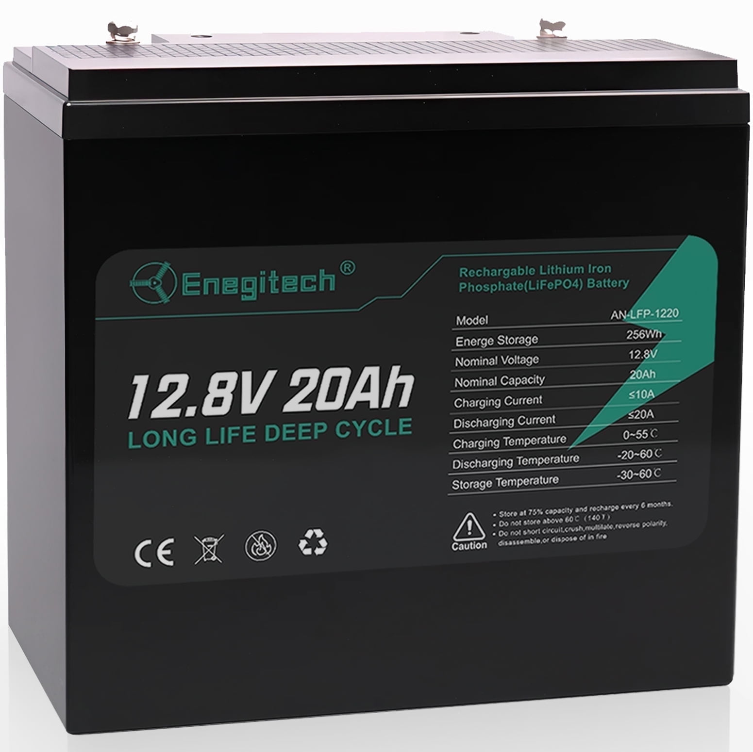 12V 20Ah LiFePO4 Battery, Over 2000 Deep Cycles, 20A BMS for Fish ...