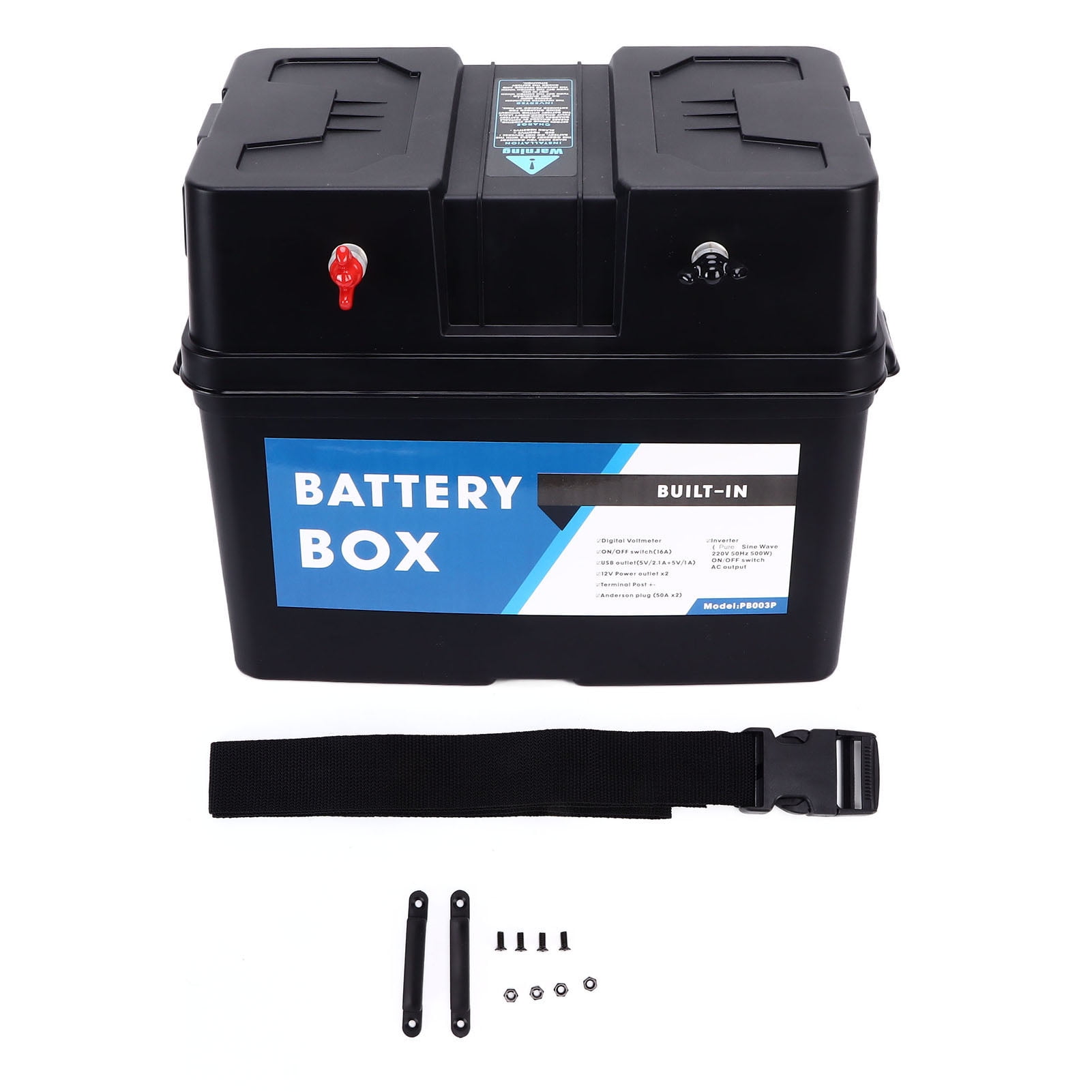 12V to 220V Portable Trolling Motor Battery Box, 500W Power Center for ...