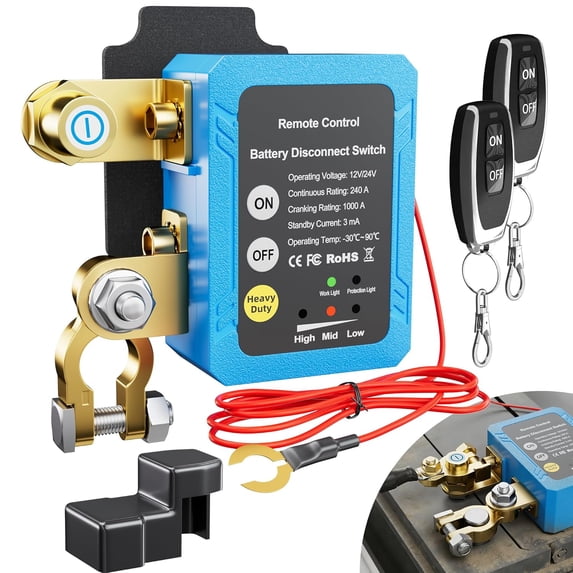 12V 240A Remote Battery Disconnect Switch Kill Switch Automatic Power ...