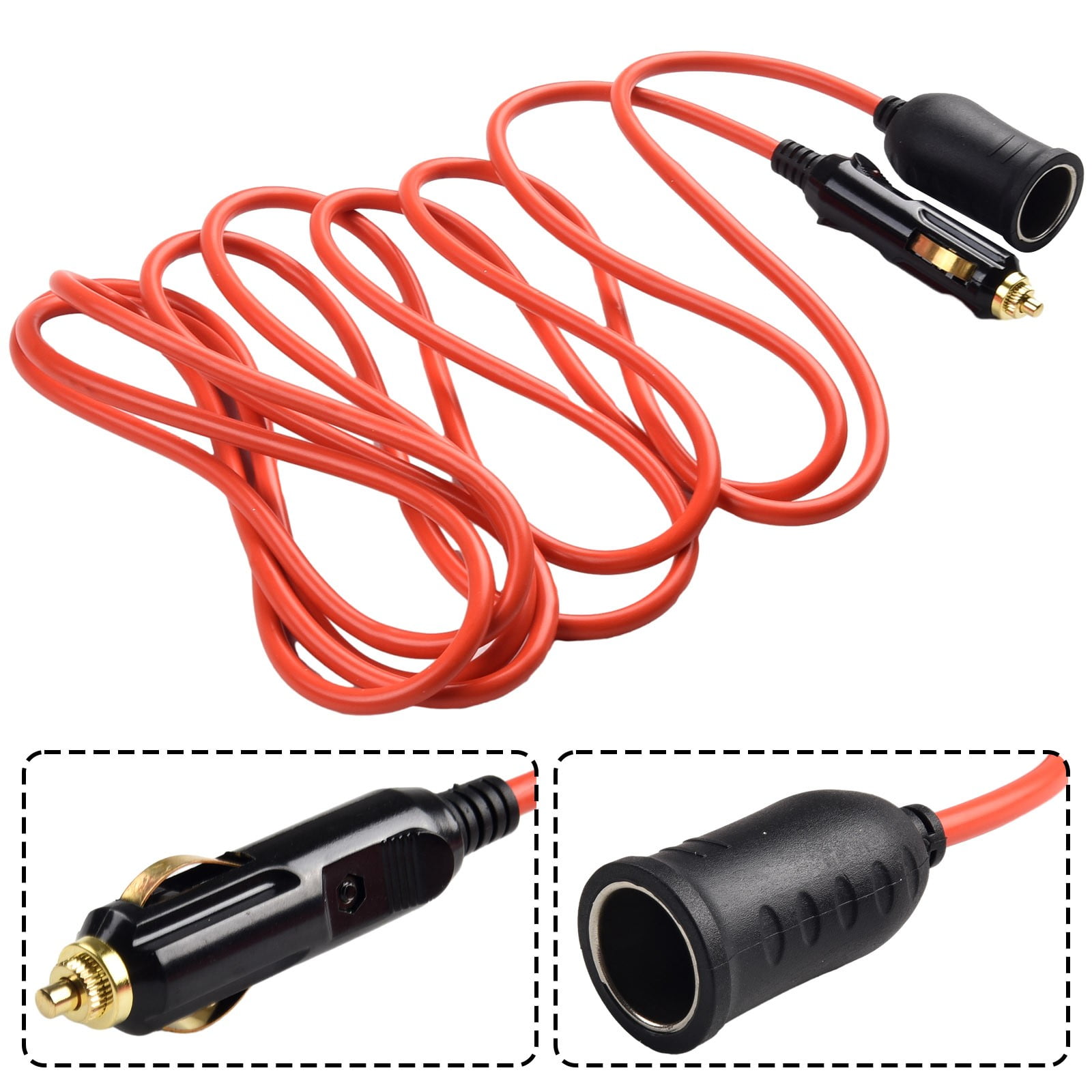 12V/24V 12ft Car Extension Cable Male to Female Socket Plug - Walmart.com
