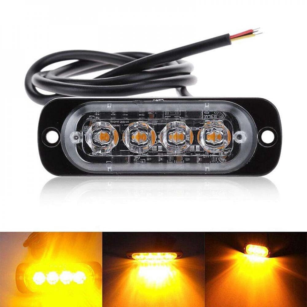 12V - 24V 4 Led Strobe Warning Light Strobe Grille Flashing Lightbar ...