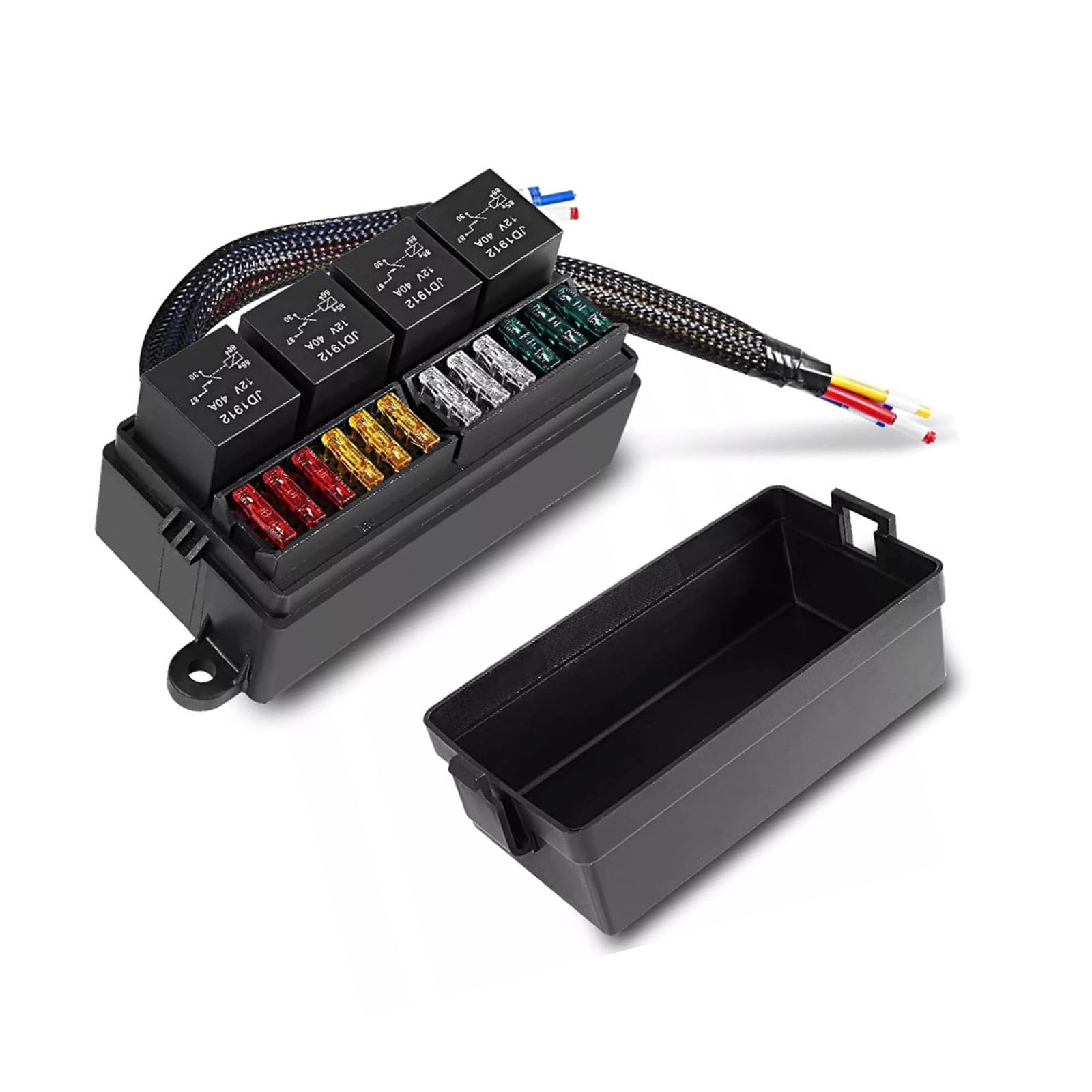12V-24V 4 Relays 12 Fuses Automotive Relays Box With Pre Cabled 4 Pin/5 ...