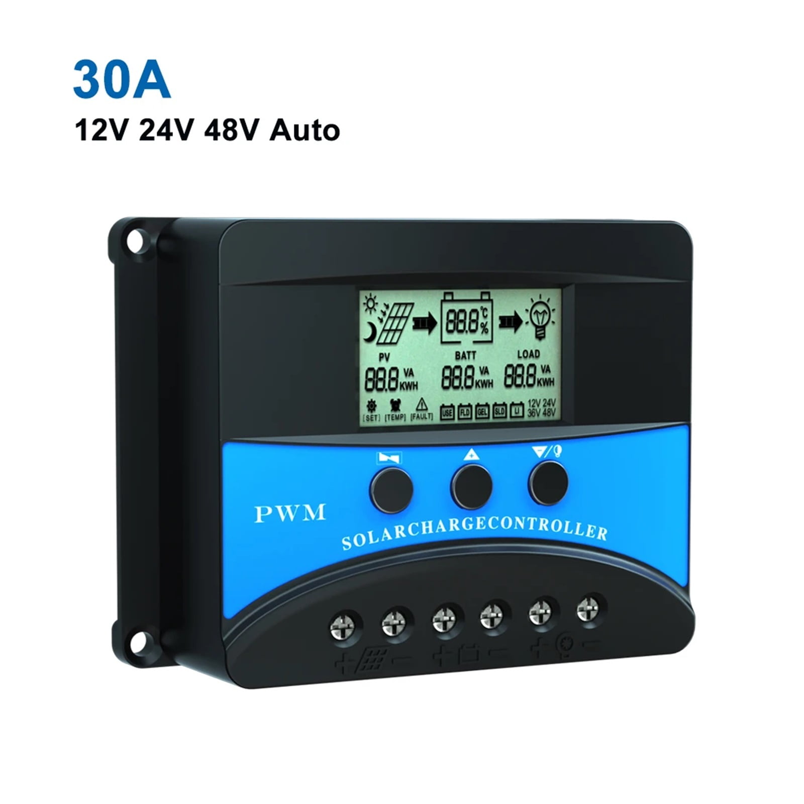 12V 24V 48V Solar Charge Controller 10A 20A 30A 40A 50A 60A PV Panel ...