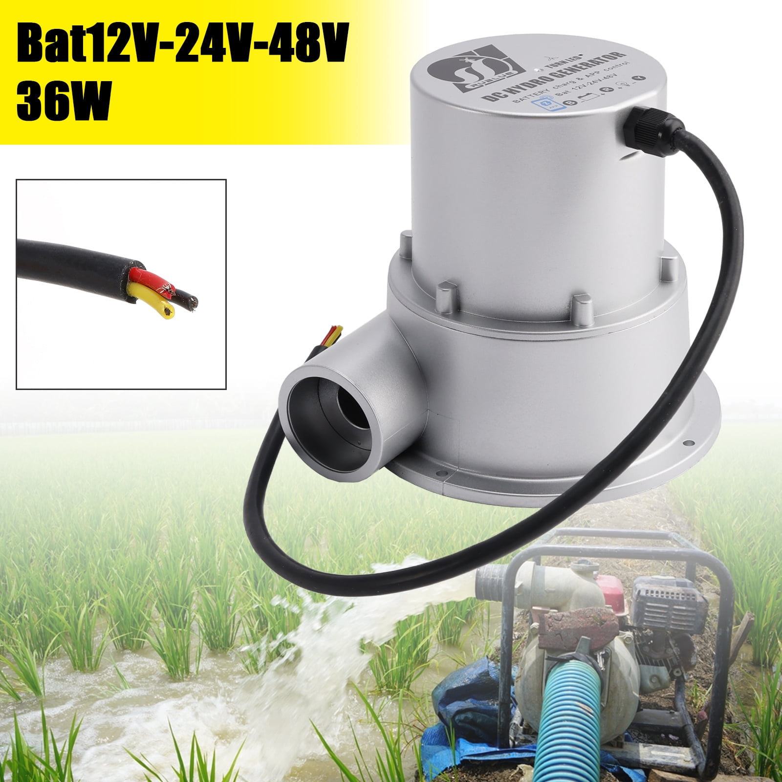 12V/24V/48V Water Flow Turbine Small Hydroelectric Generator Bat12V-24V ...