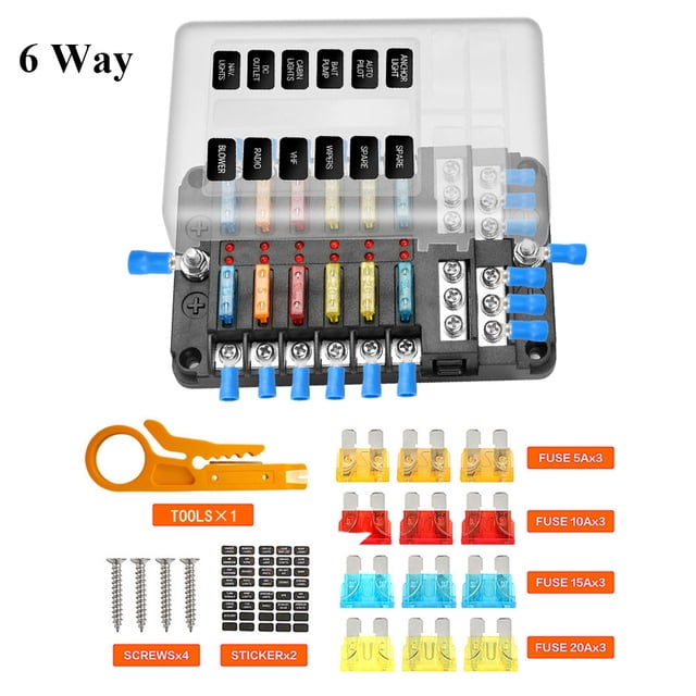 12V 24V 6 Way 12 Way Blade Fuse Box Holder For Car Boat Fuse Holder Block Power Panel Board ...