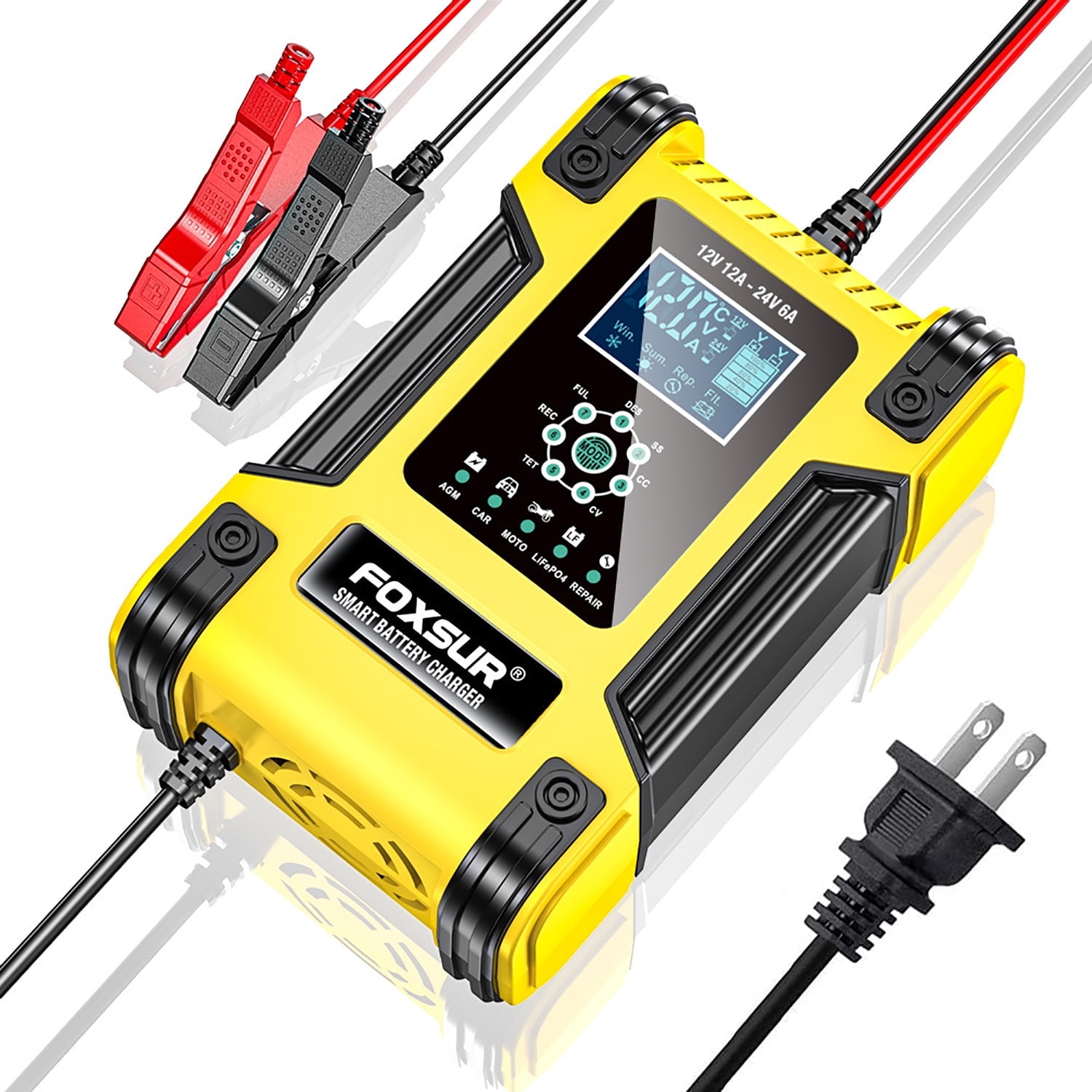12V/24V 8A Automatic Car Battery Charger with Smart Pulse Repair - Fast ...