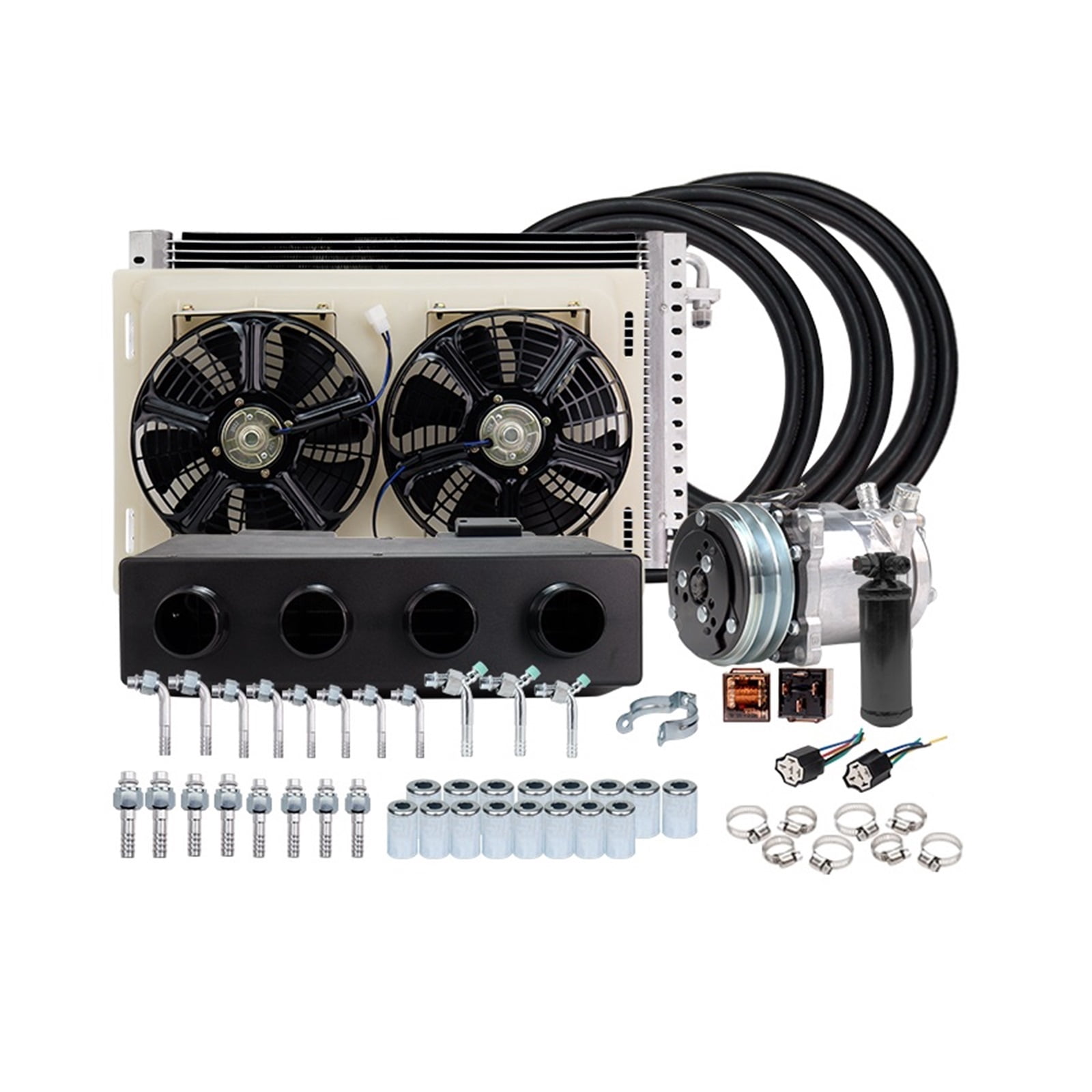12V 24V A/C Air Conditioner Evaporator Radiator Compressor Kit For ...
