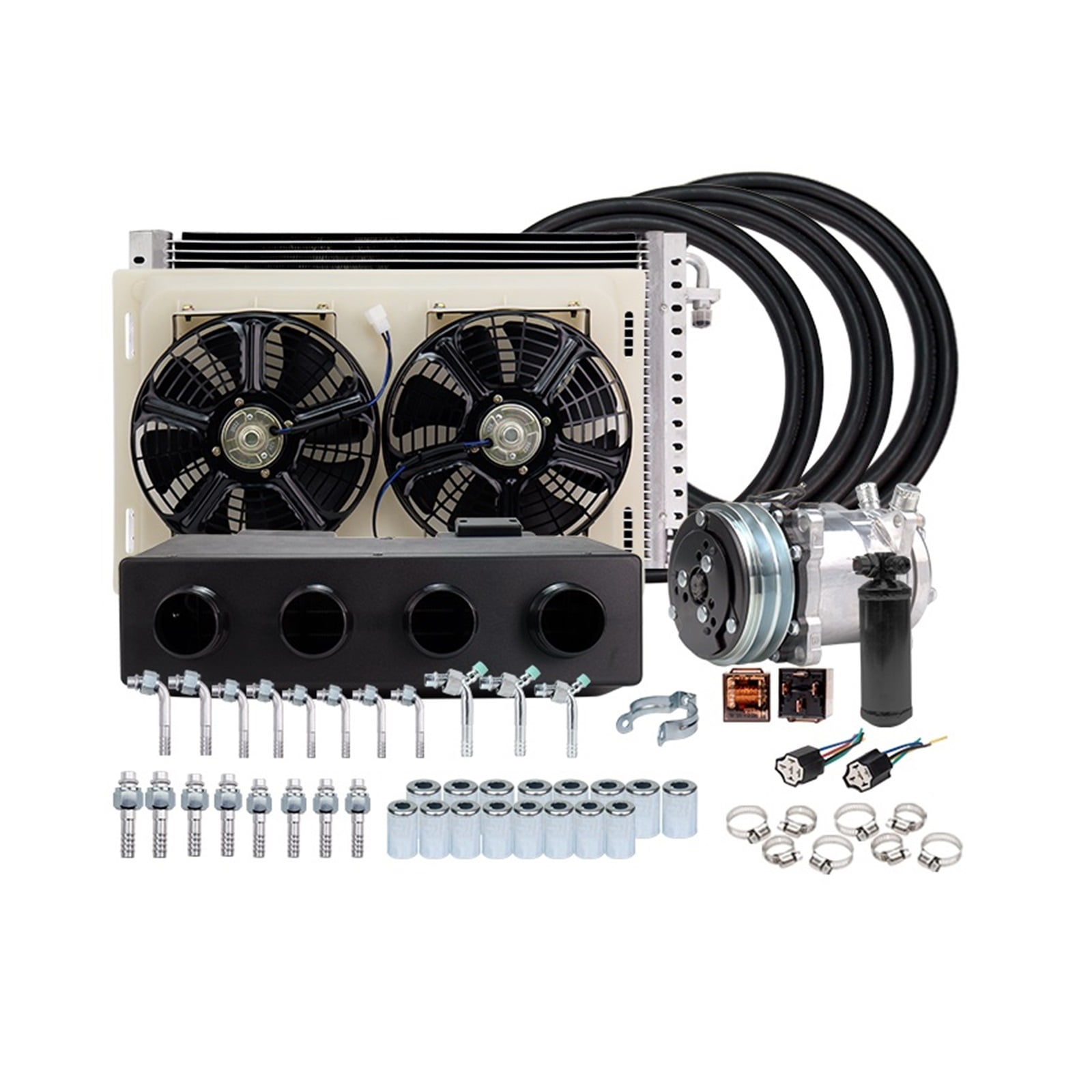 12V 24V A/C Air Conditioner Evaporator Radiator Compressor Kit For ...