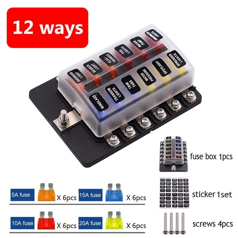 12V 24V Car Blade Fuse Box Holder 6 8 10 12 Ways Modified Fuse Box ...