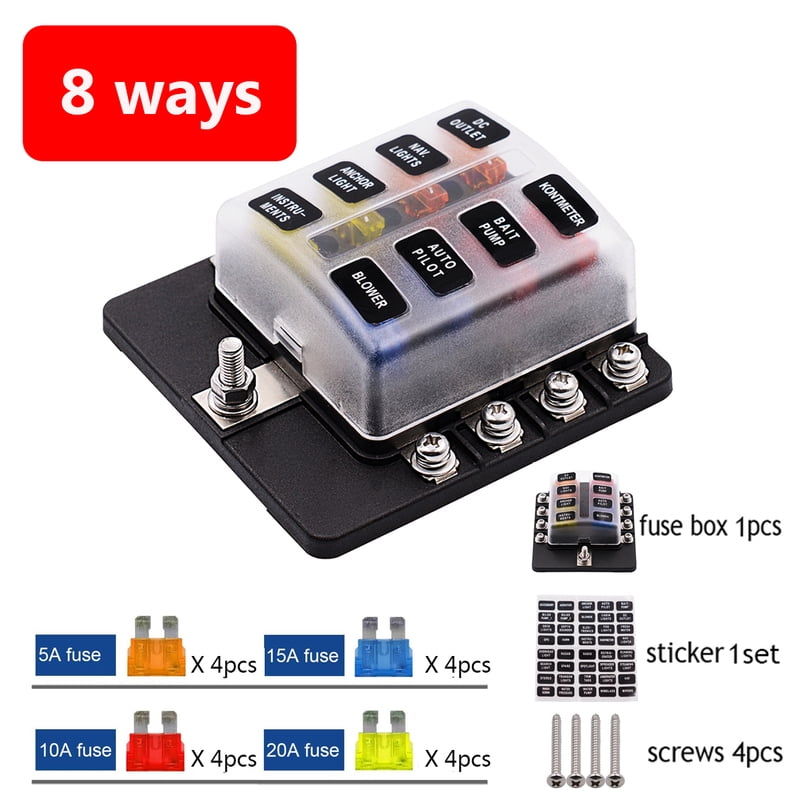 12V 24V Car Blade Fuse Box Holder 6 8 10 12 Ways Modified Fuse Box ...