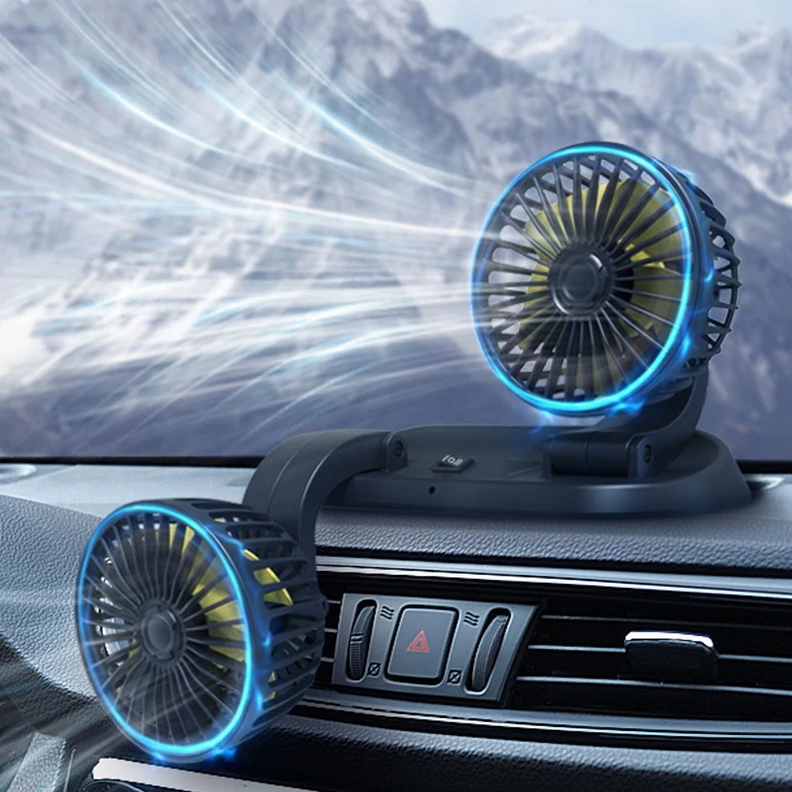 12V 24V Car Electric Fan Two Speed Control Cooler Auto Air Cooling 360 ...