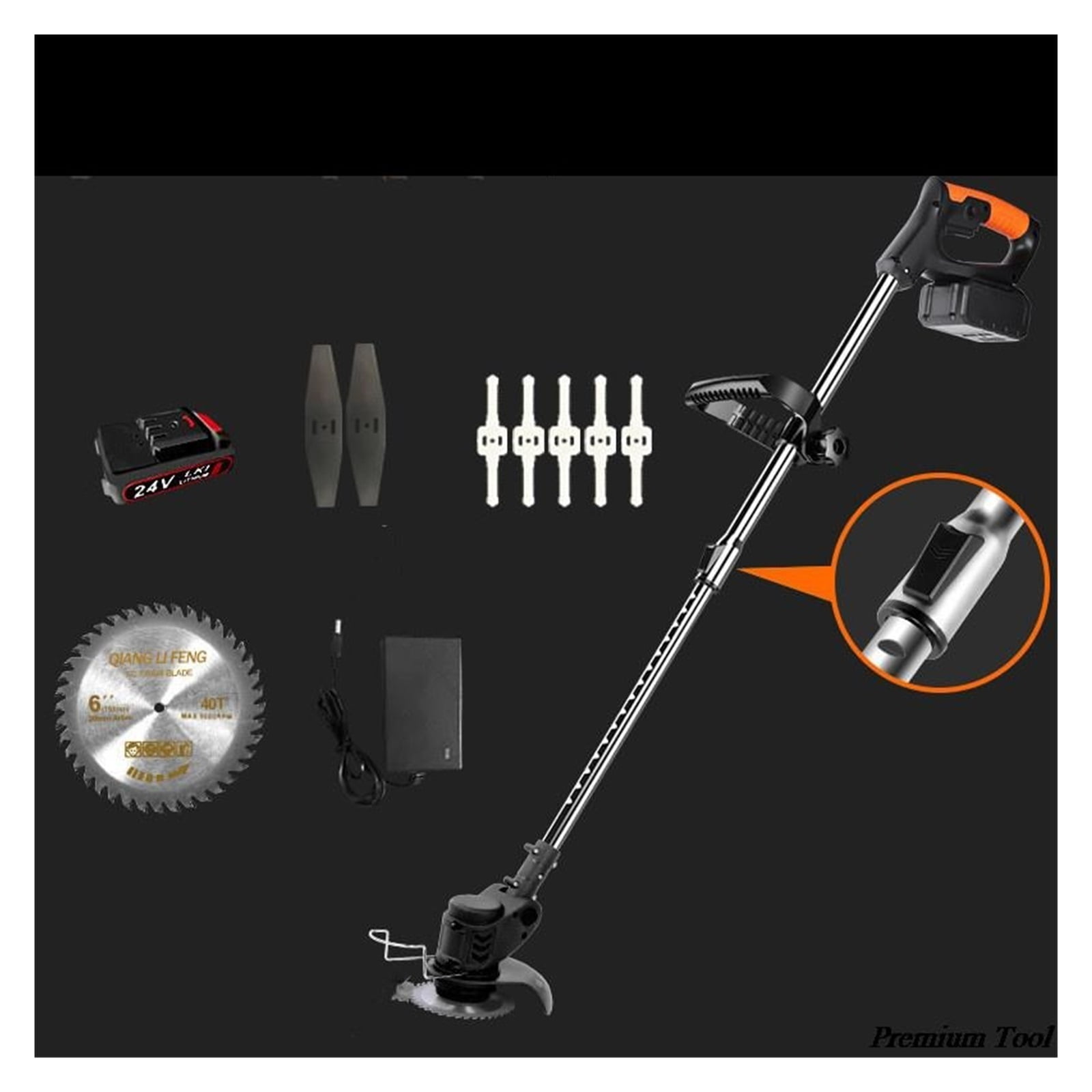 12V/24V Cordless Electric Grass Trimmer With 2xBattery 800W Lithium ...