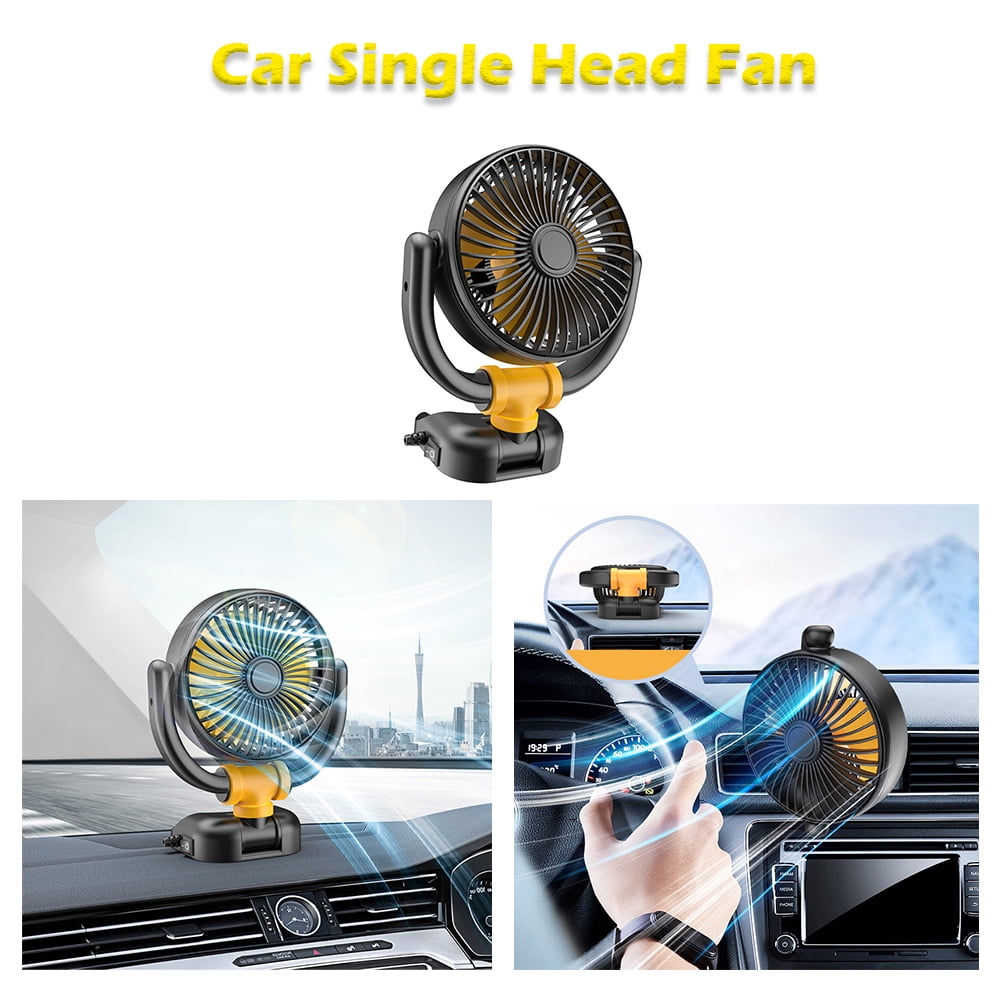 12V 24V DC Car Single Head Fan Folding Multi-Angle Adjustable Rotating ...