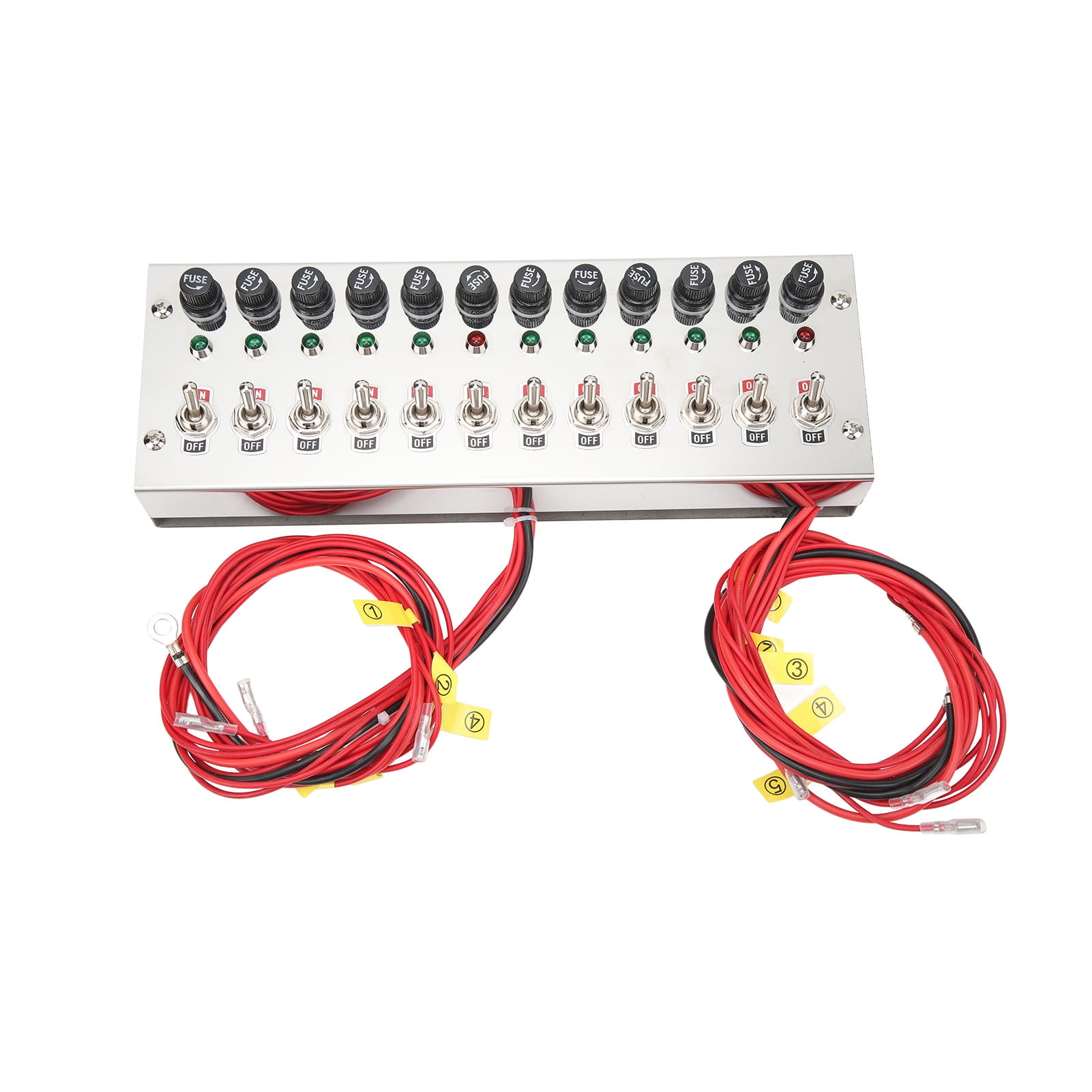 12V 24V Dash Mount Rocker Switch Panel, 12 Gang Toggle ON Off Switch ...