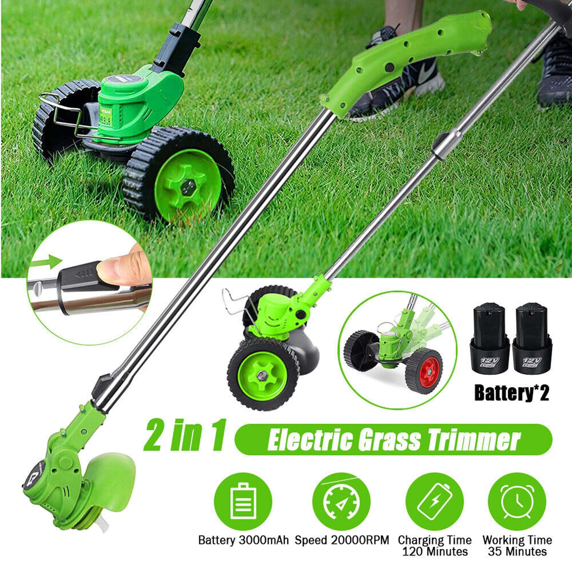 12V\24V Electric Weed Lawn Eater Edger Yard Grass String Trimmer Cutter ...