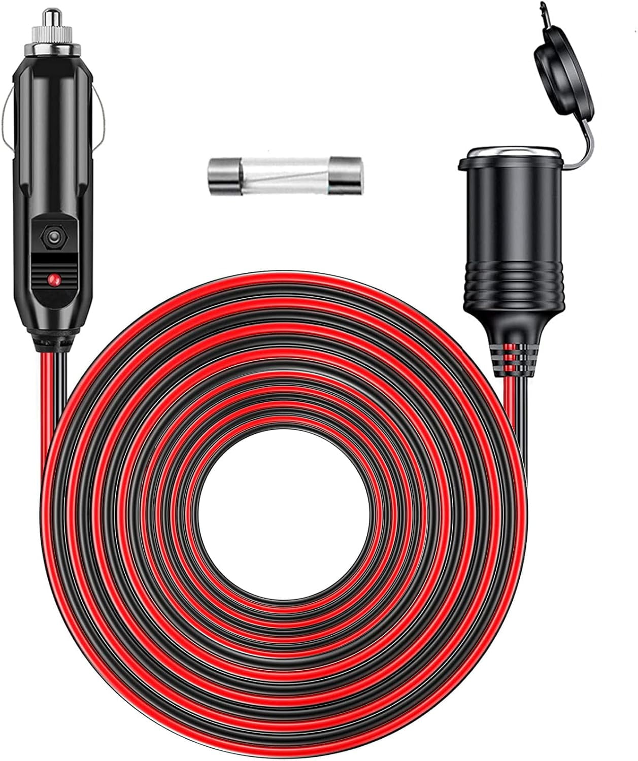 12V/24V Heavy Duty Cigarette Lighter Extension Cord 13.1FT with LED ...