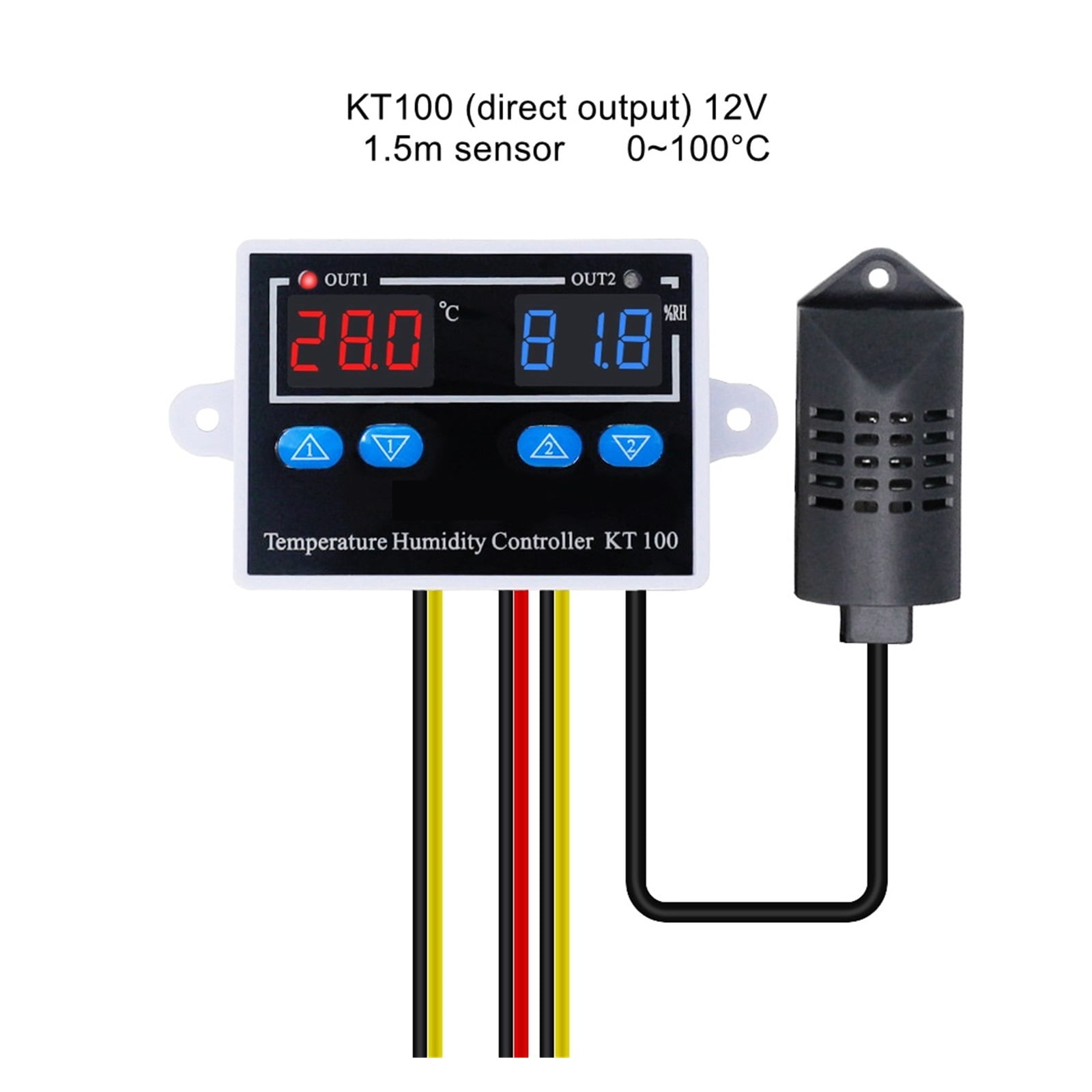 12V 24V KT100 Digital Thermostat Hygrostat Direct Output Temperature ...