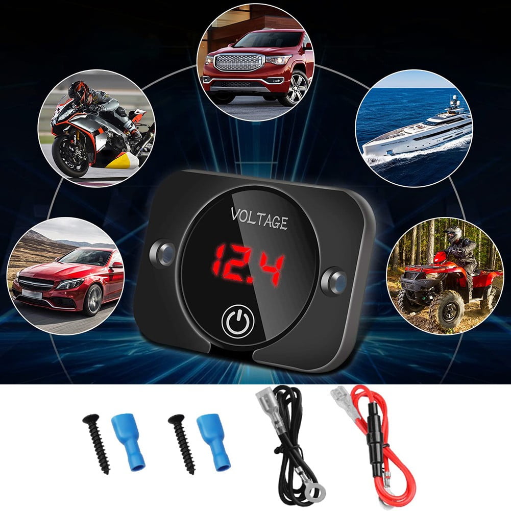 12V-24V LED Digital Voltmeter Waterproof Voltage Gauge Meter Battery ...