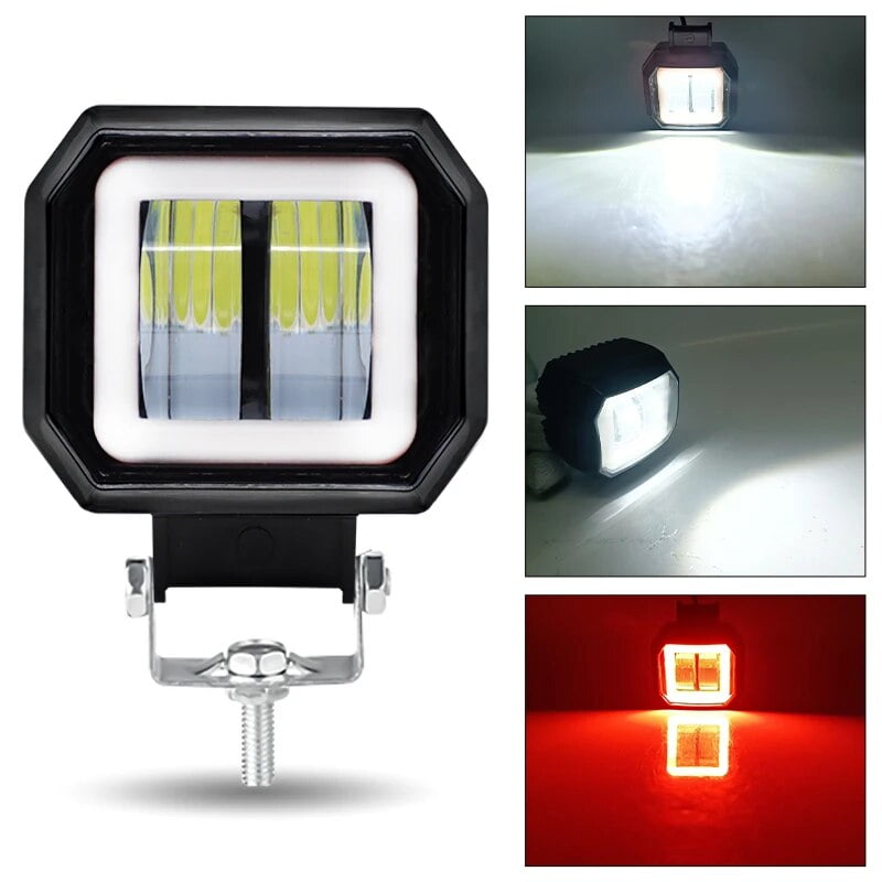 12V 24V LED Square Work Light with Angel Eyes ~ Portable Spotlights for ...