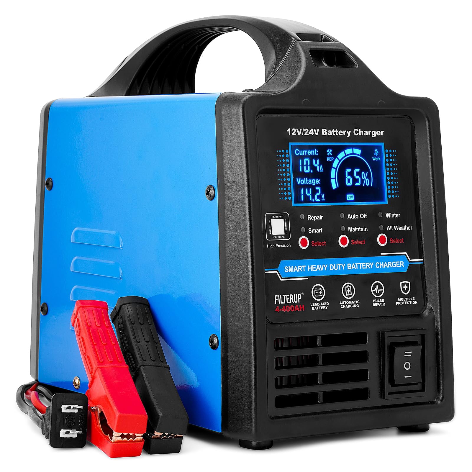 Top10 Racing, Car Battery Charger, 12V 24V Lead-Acid, Heavy Duty ...