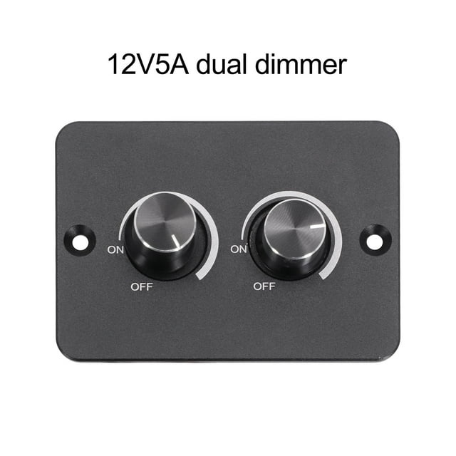 12V 24V Led Dimmer Switch 2 Gang 120W Pwm Rotary Brightness Control For ...