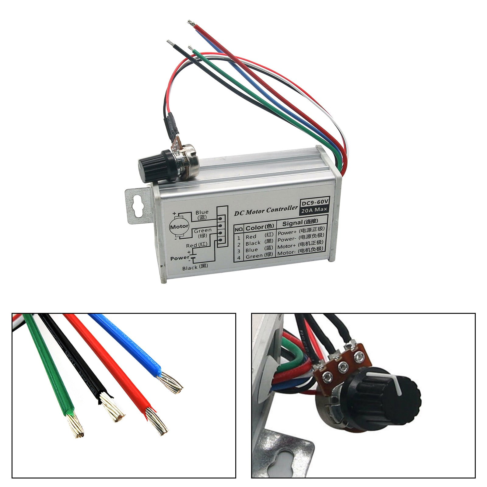 12V 24V Max 20A PWM DC Motor Stepless Variable Speed Control Controller ...