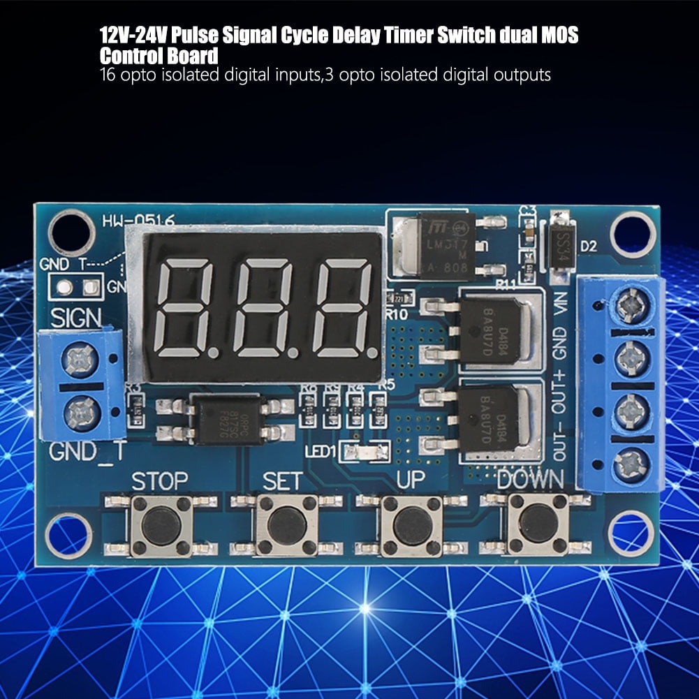 12v 24v Pulse Signal Cycle Delay Timer Switch Dual Mos Control Board