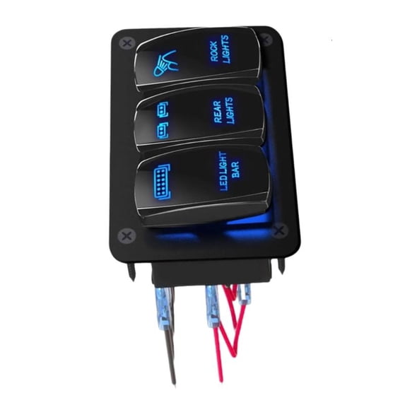 12V 24V Rocker Switches Panel for Marine Auto Waterproof 3 Gang Toggle ...