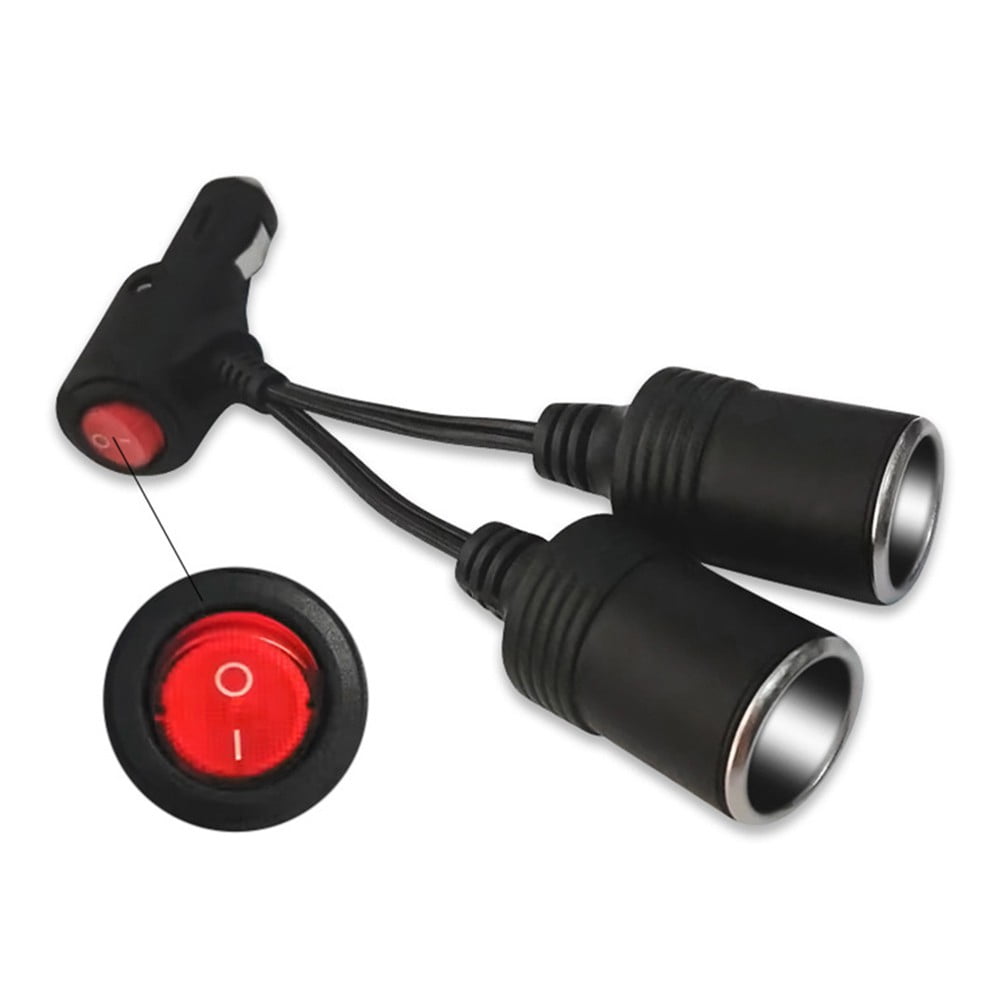 12V 24V Splitter Adapter W/ On Off Switch 1 Male To 2 Female Sockets Y ...