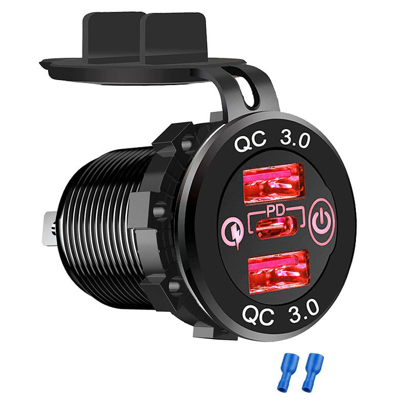 12V/24V Triple USB C Car Charger Socket USB Outlets PD & 18W QC3.0 ...