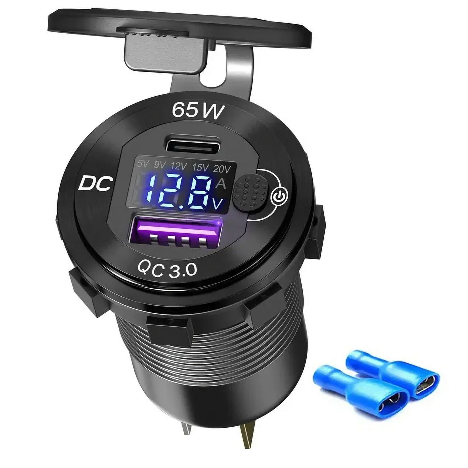 12V/24V USB Car Charge 83W PD Type-C Fast Charging Outlet Laptop Socket ...