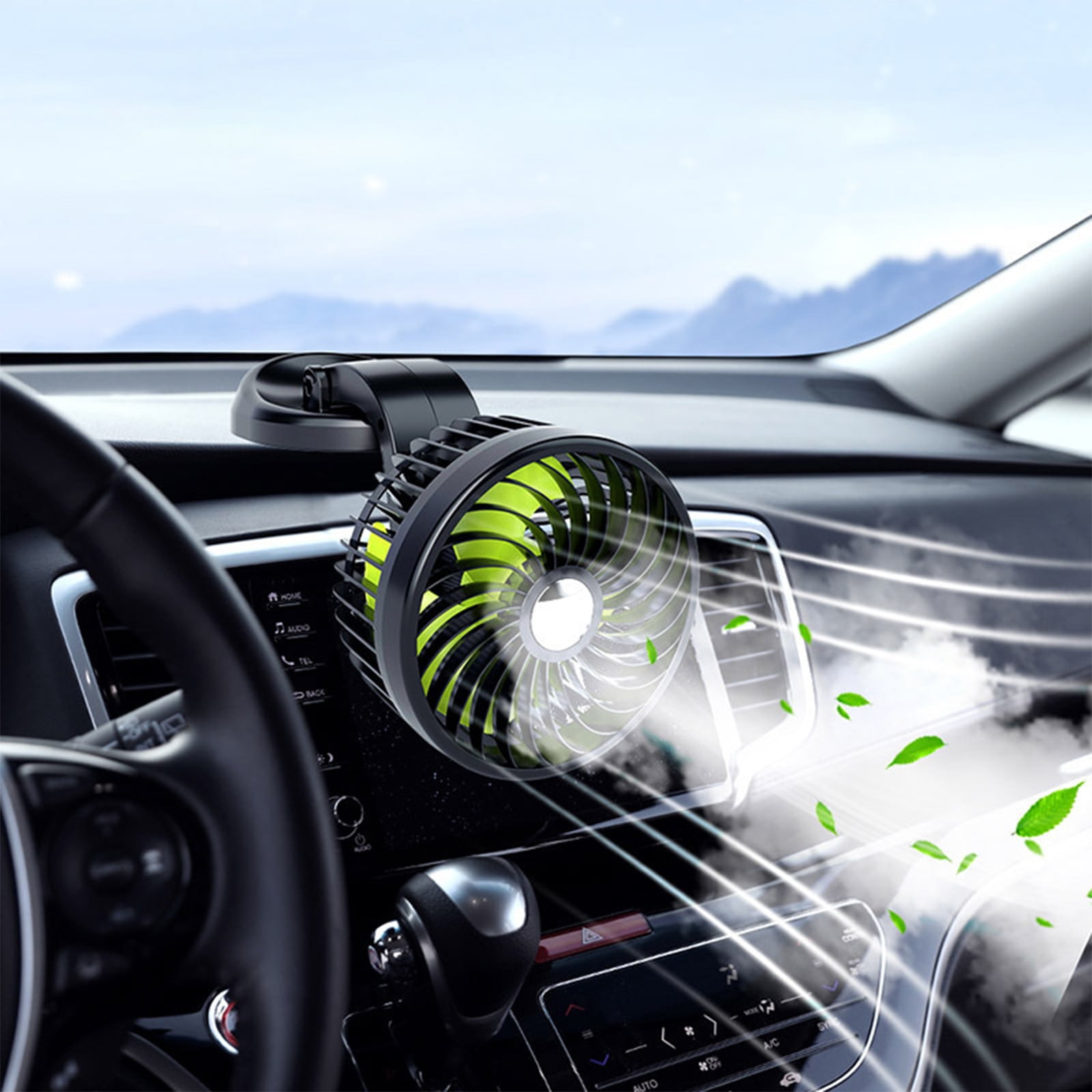 12V/24V USB Car Fan with 360° Adjustable Cooling, Low Noise ABS ...