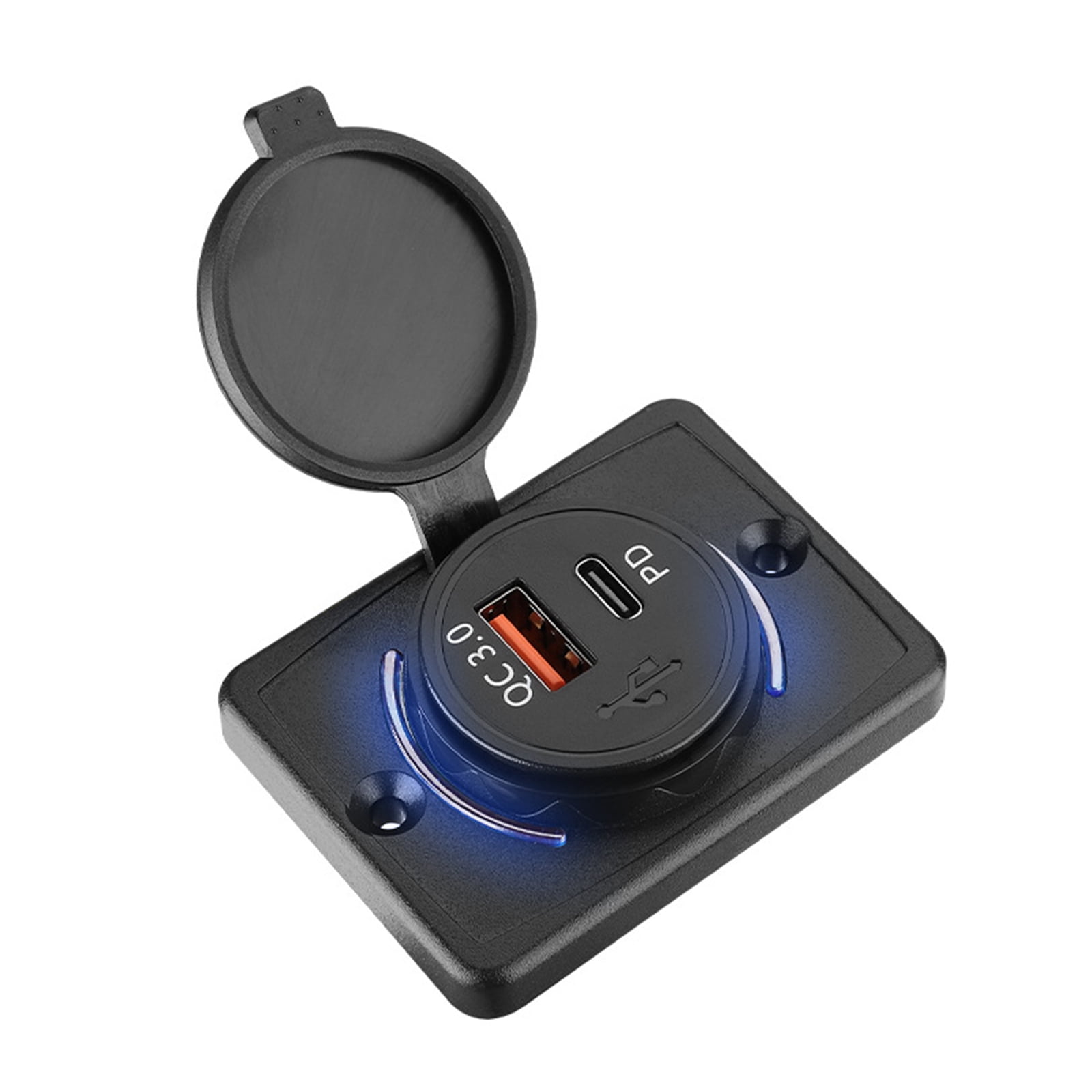 12V 24V USB Socket Outlet Panel with Waterproof Cover PD18W Type C Fast ...