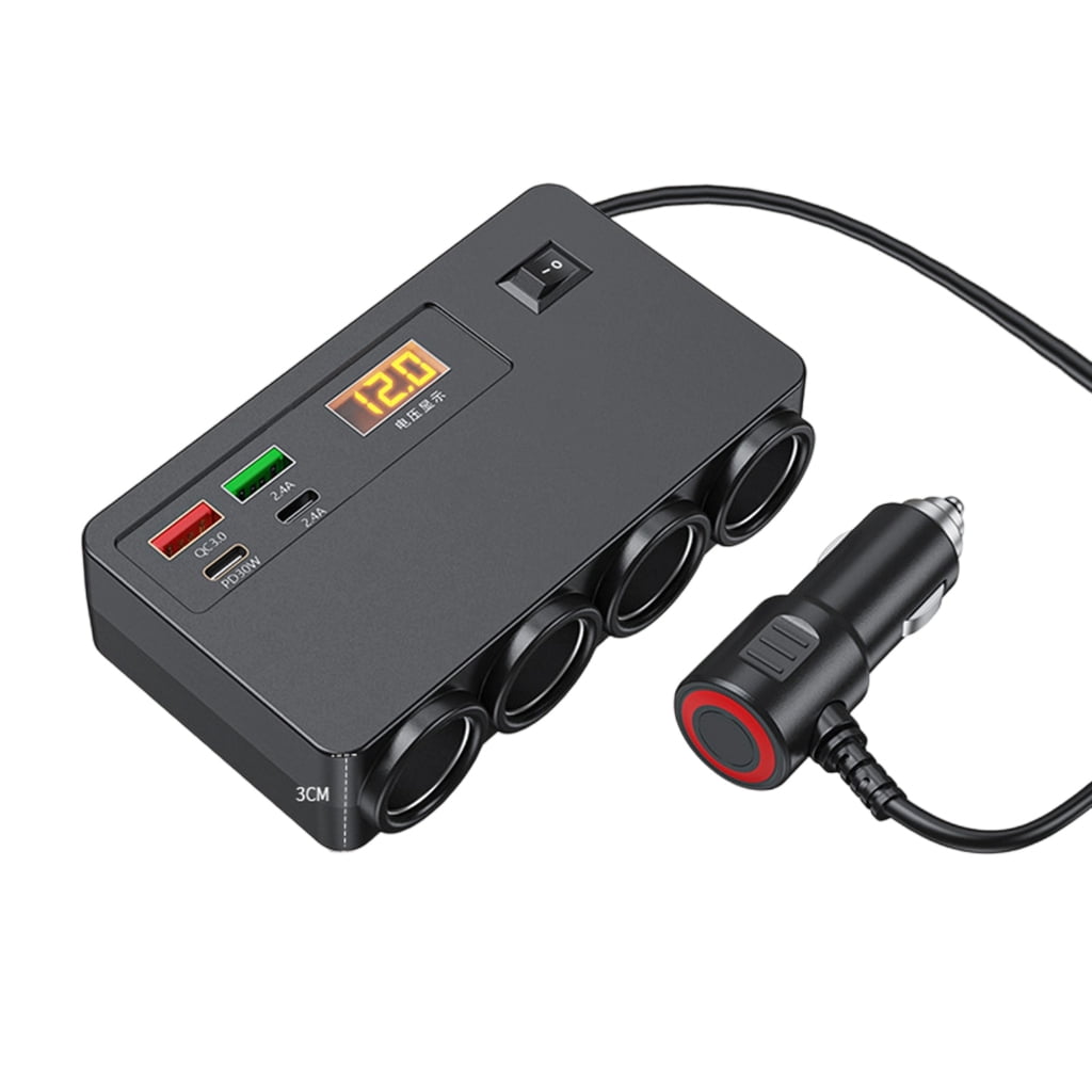12V 24V Universal Car Power Adapter With LED Voltage Display USB Ports ...