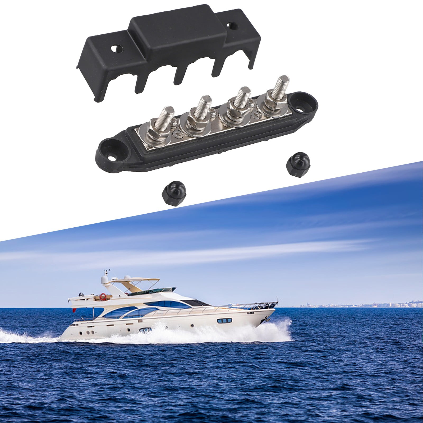 12V 250A 4 Post Busbar Bus Bar Power Distribution Block W/ Cover 5/16" - Walmart.com