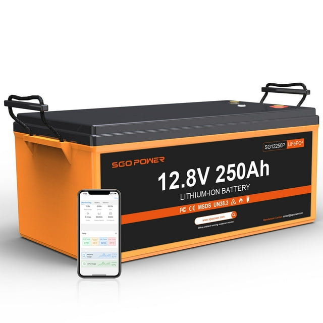 12V 250Ah Lithium Battery 100A BMS LiFePO4 Marine RV Battery Group 8D Deep Cycle for Trolling ...