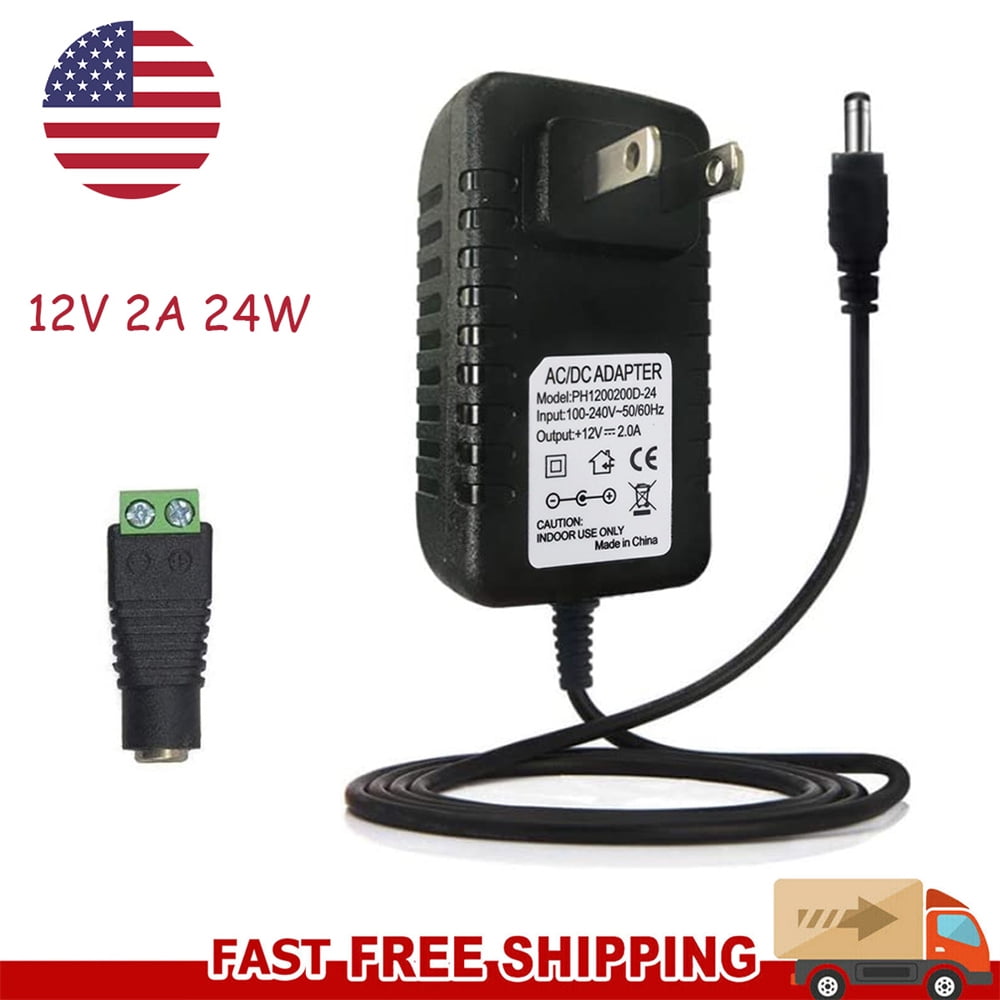 12V 2A Power Supply, 100-240V AC to DC 12volt 1amp 12W Adapter 700mA ...