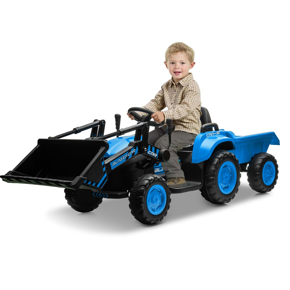 12V 3 in 1 Ride on Tractor, Ride on Bulldozer with Detachable Trailer ...