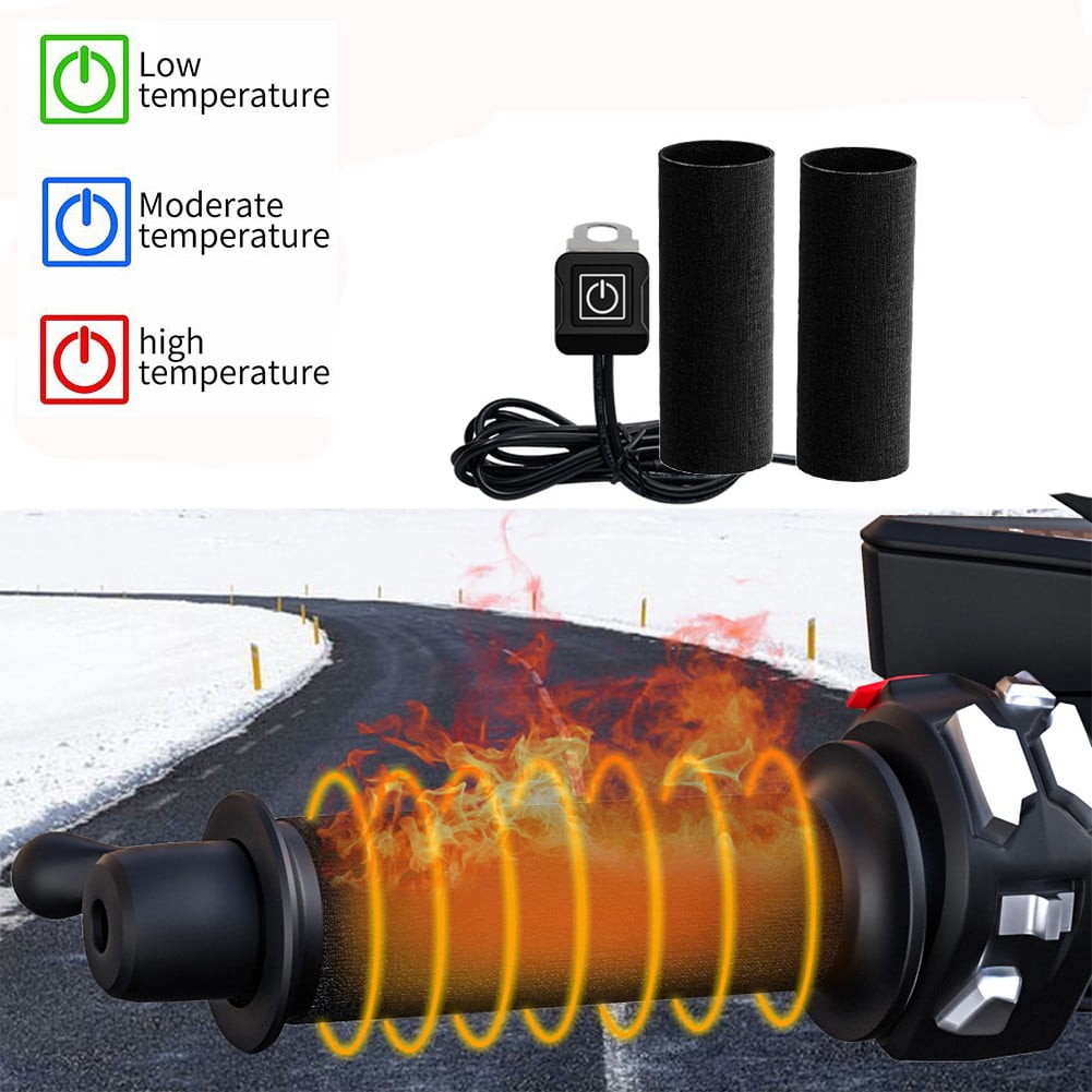 12V 3-Gear Motorcycle Heated Hand Grips Waterproof Handlebar Heater ...