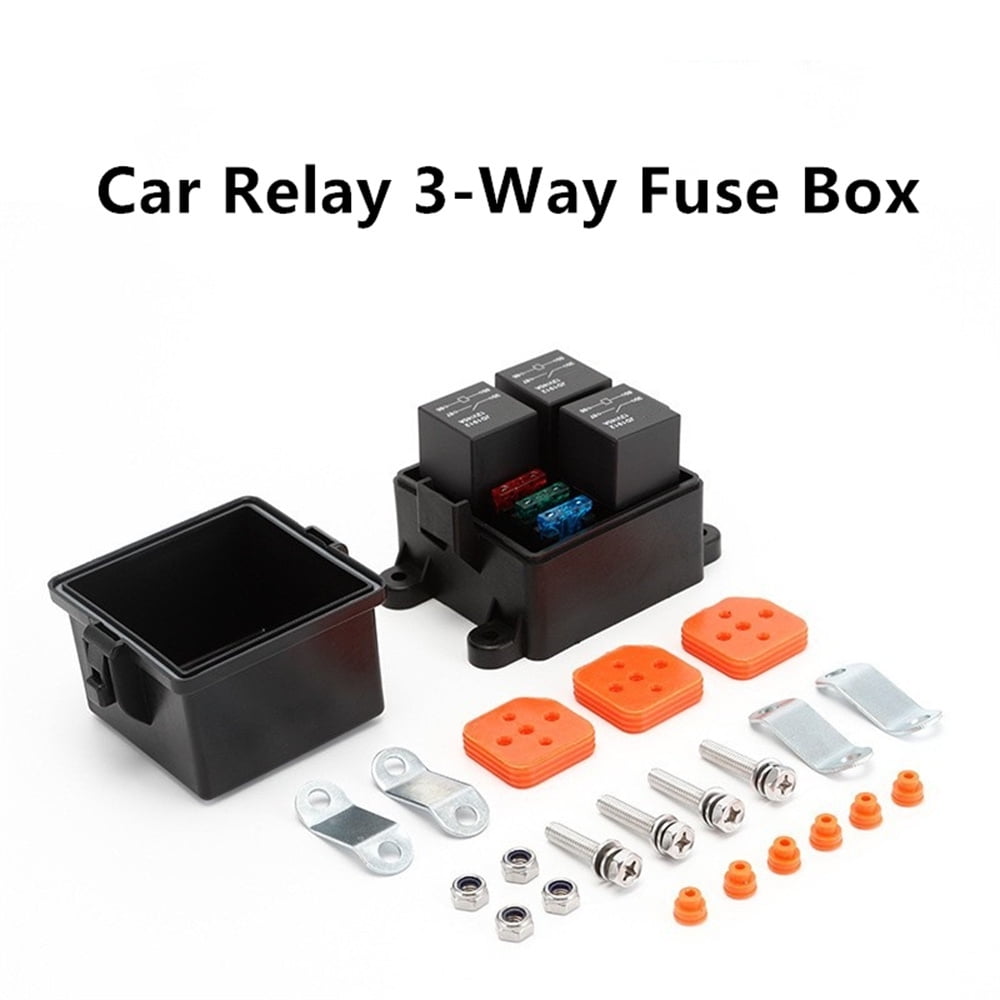 12V 3-Way Fuse Relay Box With 4-Pin 40A Relays And Fuses For Car Truck ...