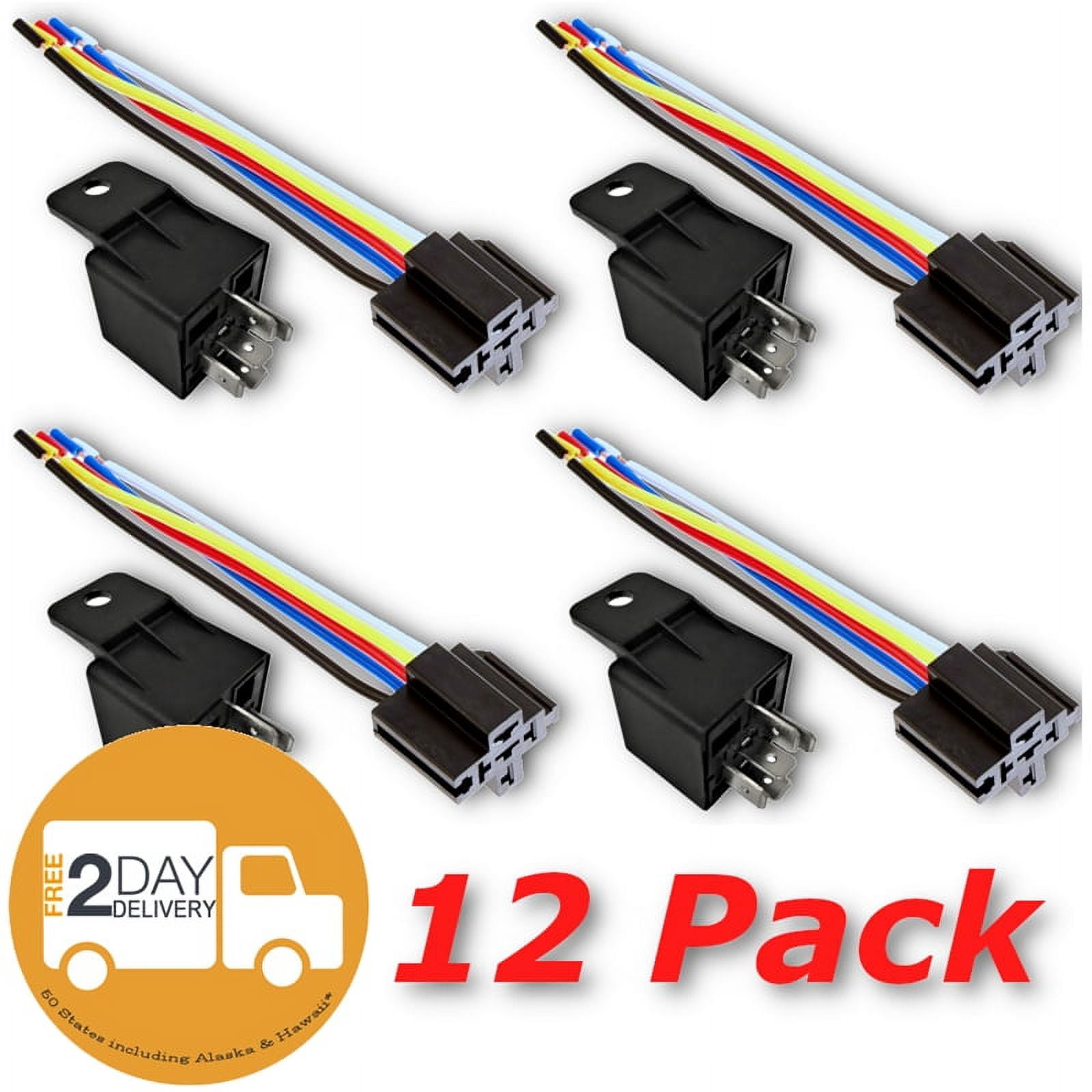 12V 30 40A SPDT Bosch Style Automotive Relays & 5 Wire Socket Harness ...