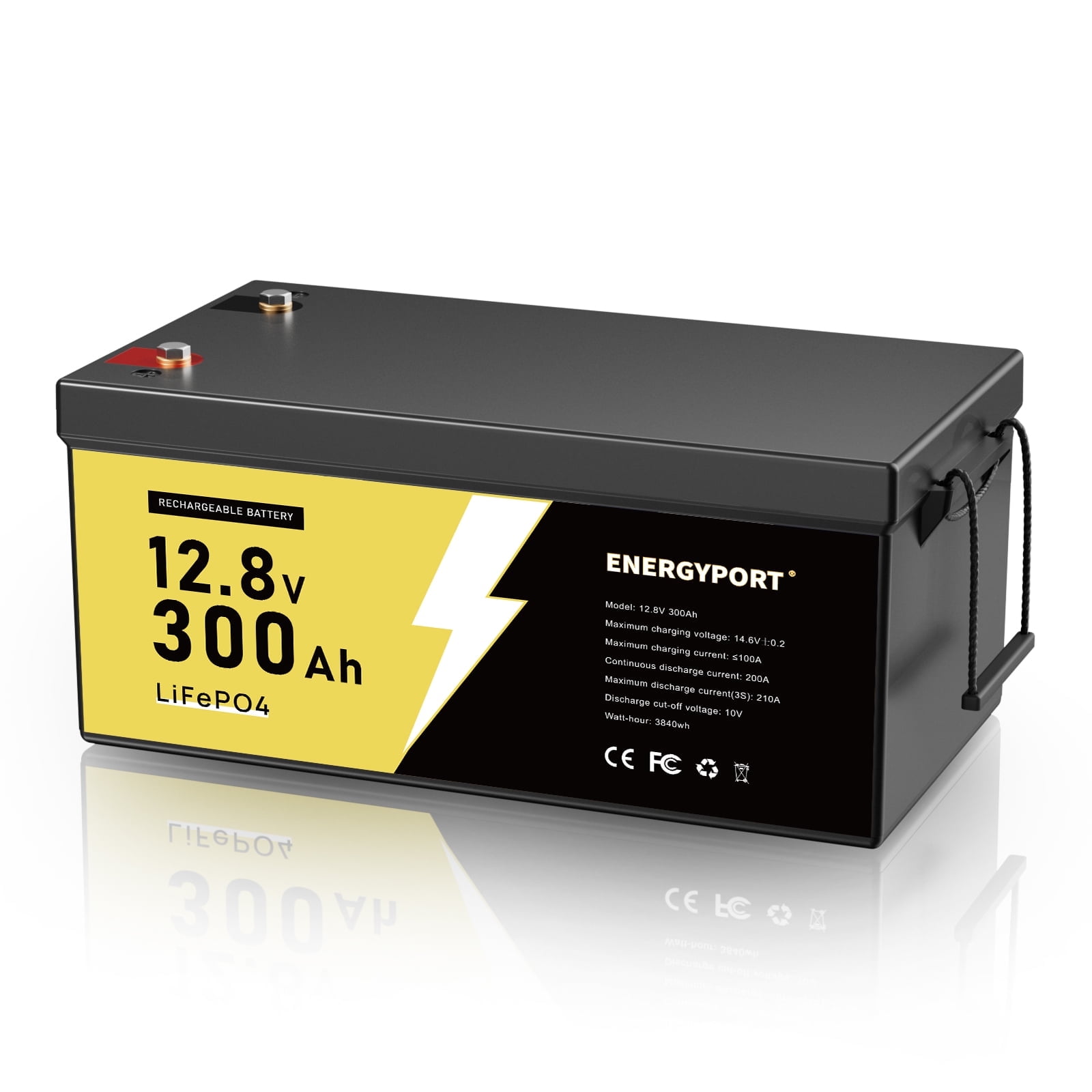 12V 300Ah LiFePO4 Battery, Built-in 200A BMS, 15000 Deep Cycles, 3840Wh ...