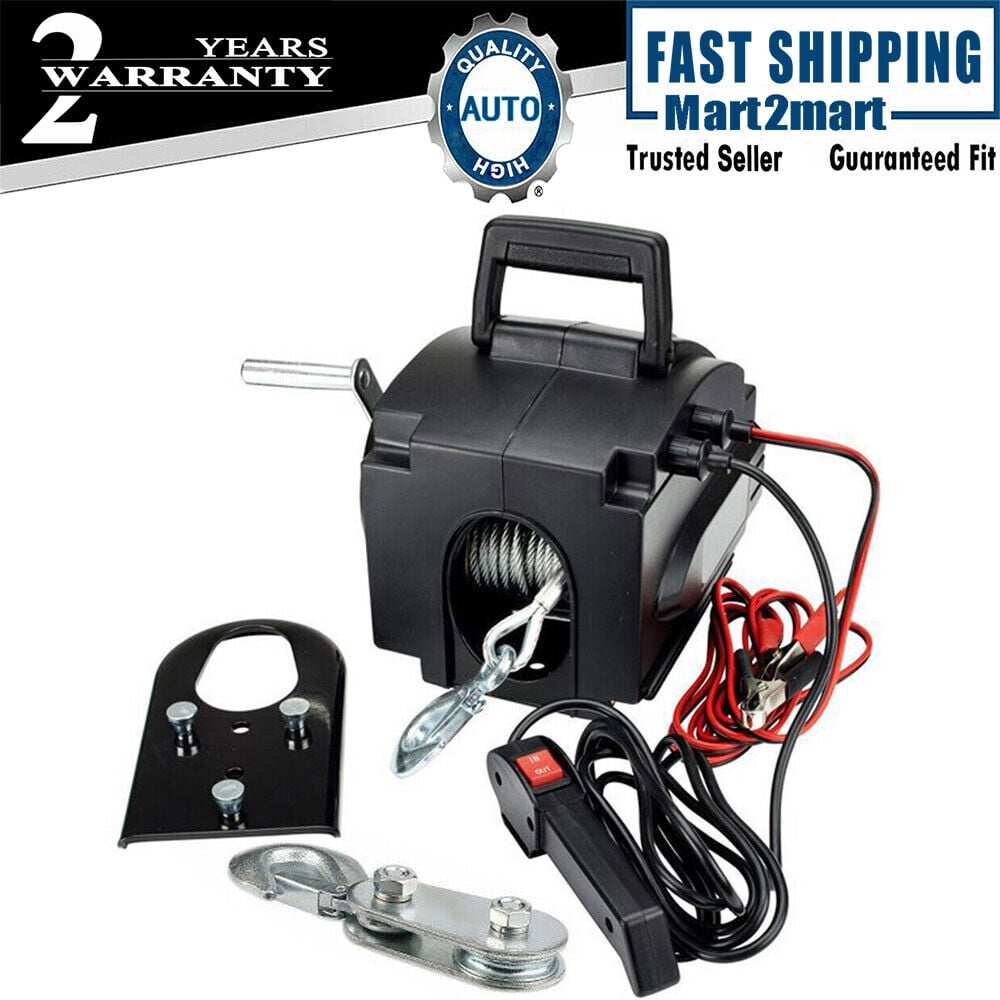12V 300W Portable Electric Winch 2000LB Remote Towing Hitch Truck ...
