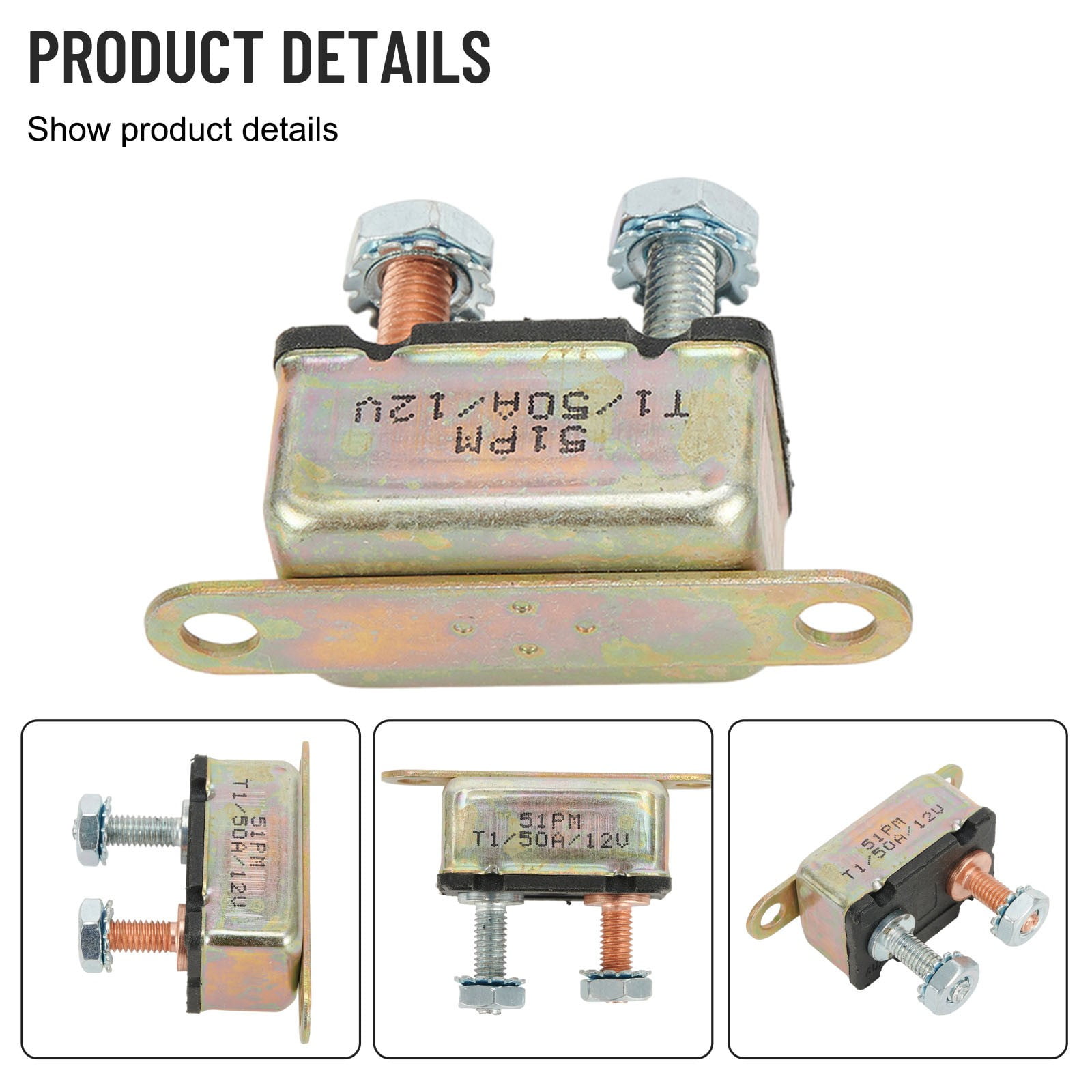 12V 30A~50A Automatic Fuse Reset Circuit Breaker Copper Studs SAE J553;SAE J1171;UL1500 ...