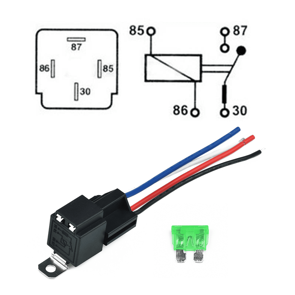 12V 30A SPST Relay with Socket Base, Wires and Fuse - Automotive ...