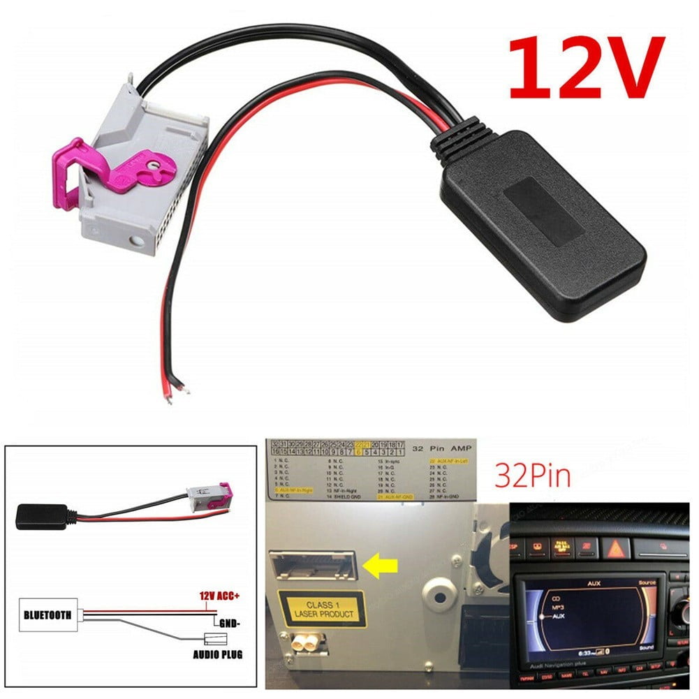 12V 32 Pin Plastic Bt-Compatible Adapter Aux Cable For A3 A4 A6 A8 Tt ...