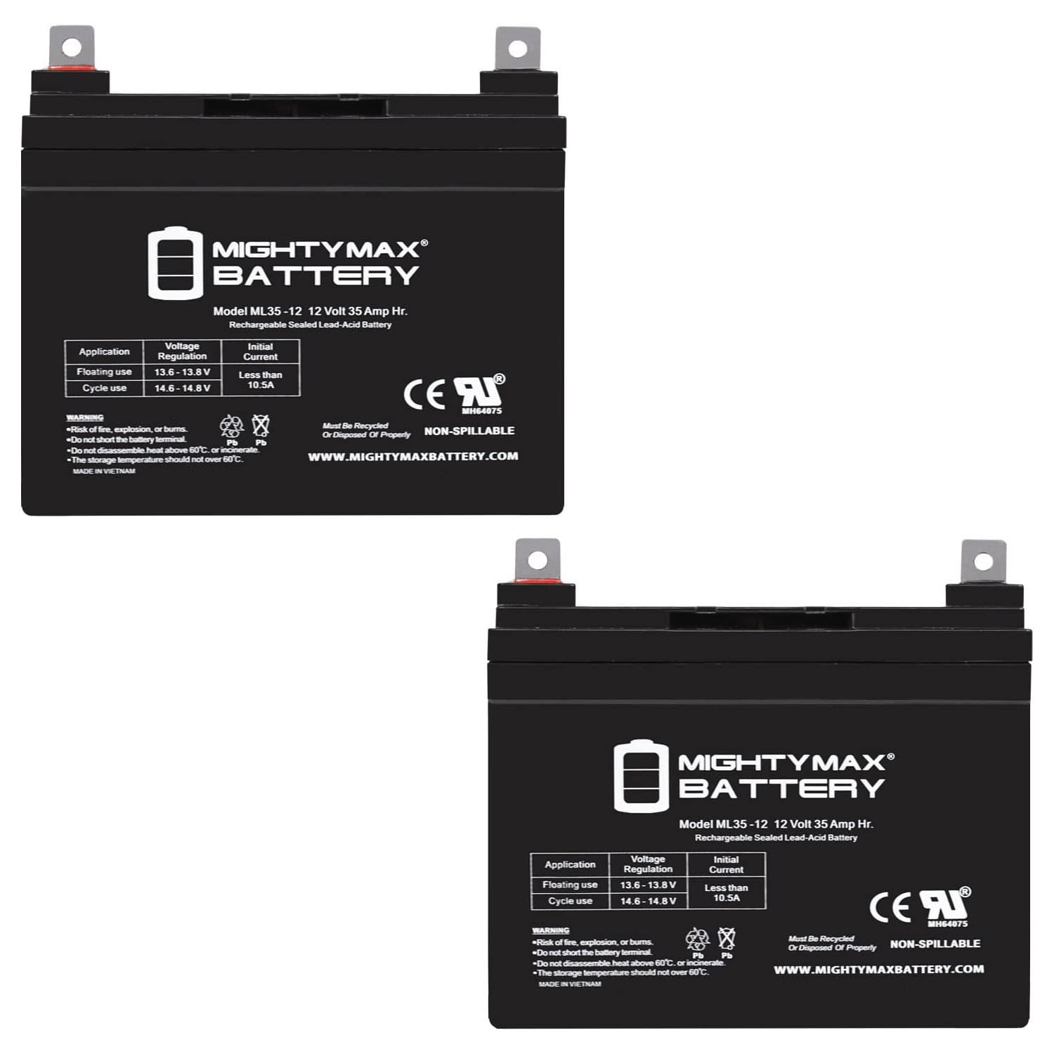 12V 35AH SLA Replacement Battery for Invacare Action Ranger - 2 Pack ...