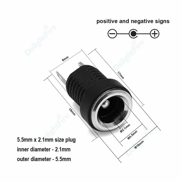 12V 3A 5.5mm 2.1mm Plug Socket DC Connectors DC Power Socket Male ...