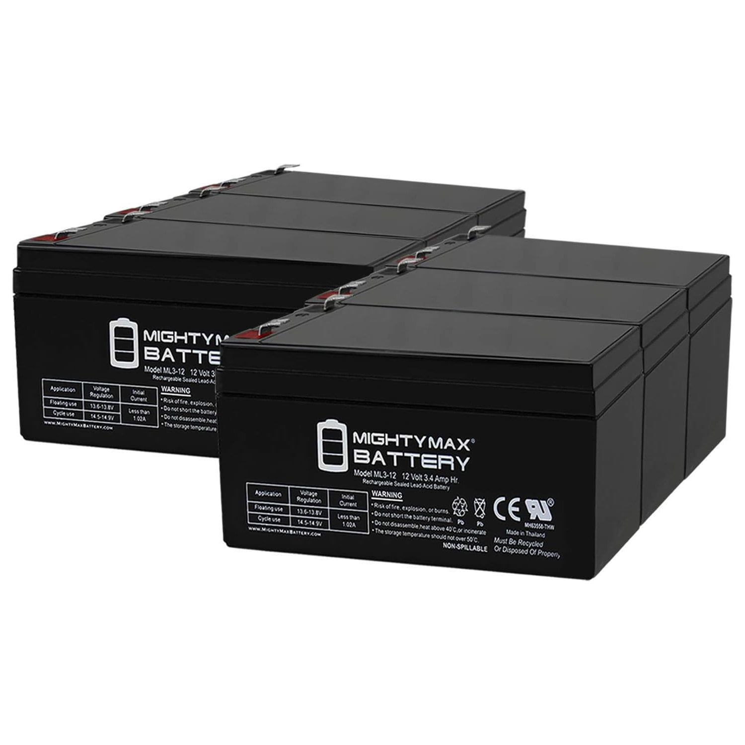 12V 3AH SLA Battery for Cooper CSC354 Fire Controller Unit - 6 Pack ...