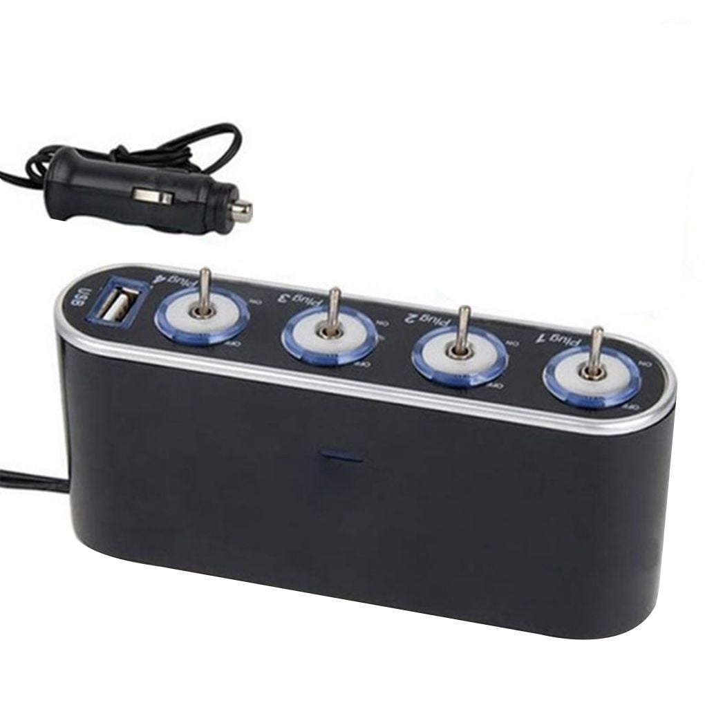 12v 4 Way Multi Socket Car Charger Vehicle Auto Cigarette Lighter